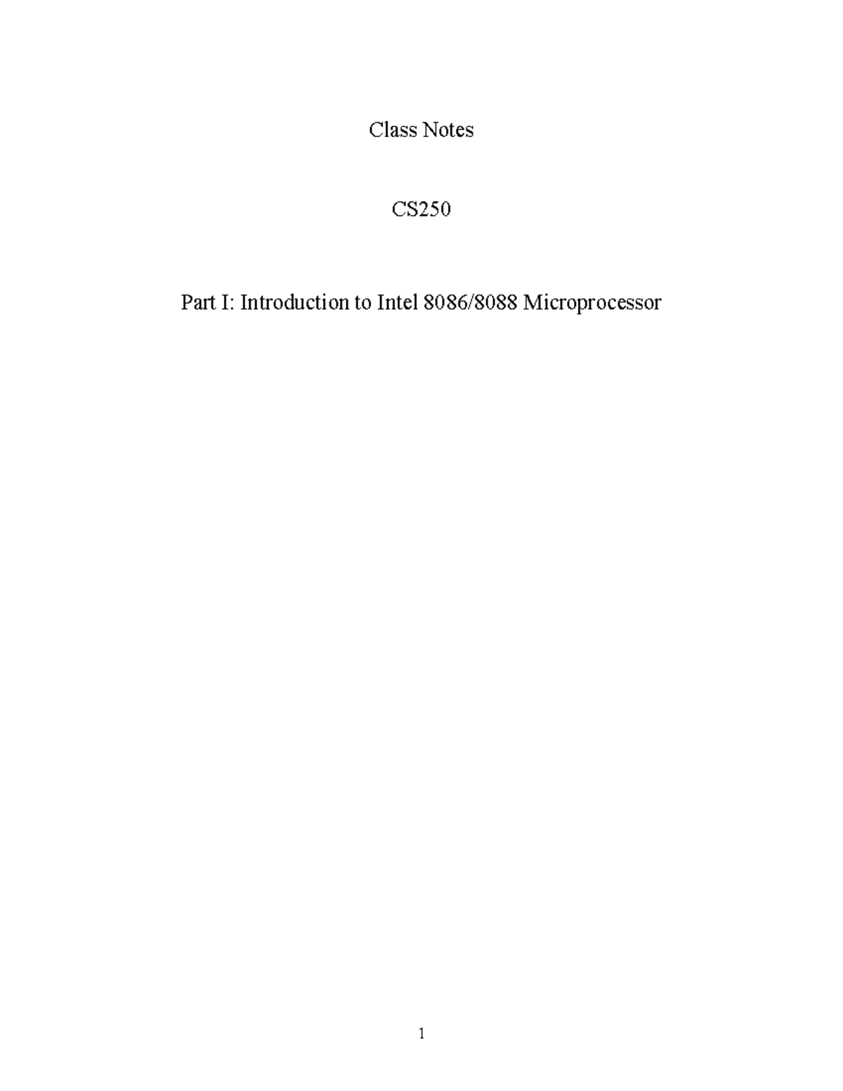 Introduction to 8086 - Class Notes CS Part I: Introduction to Intel ...