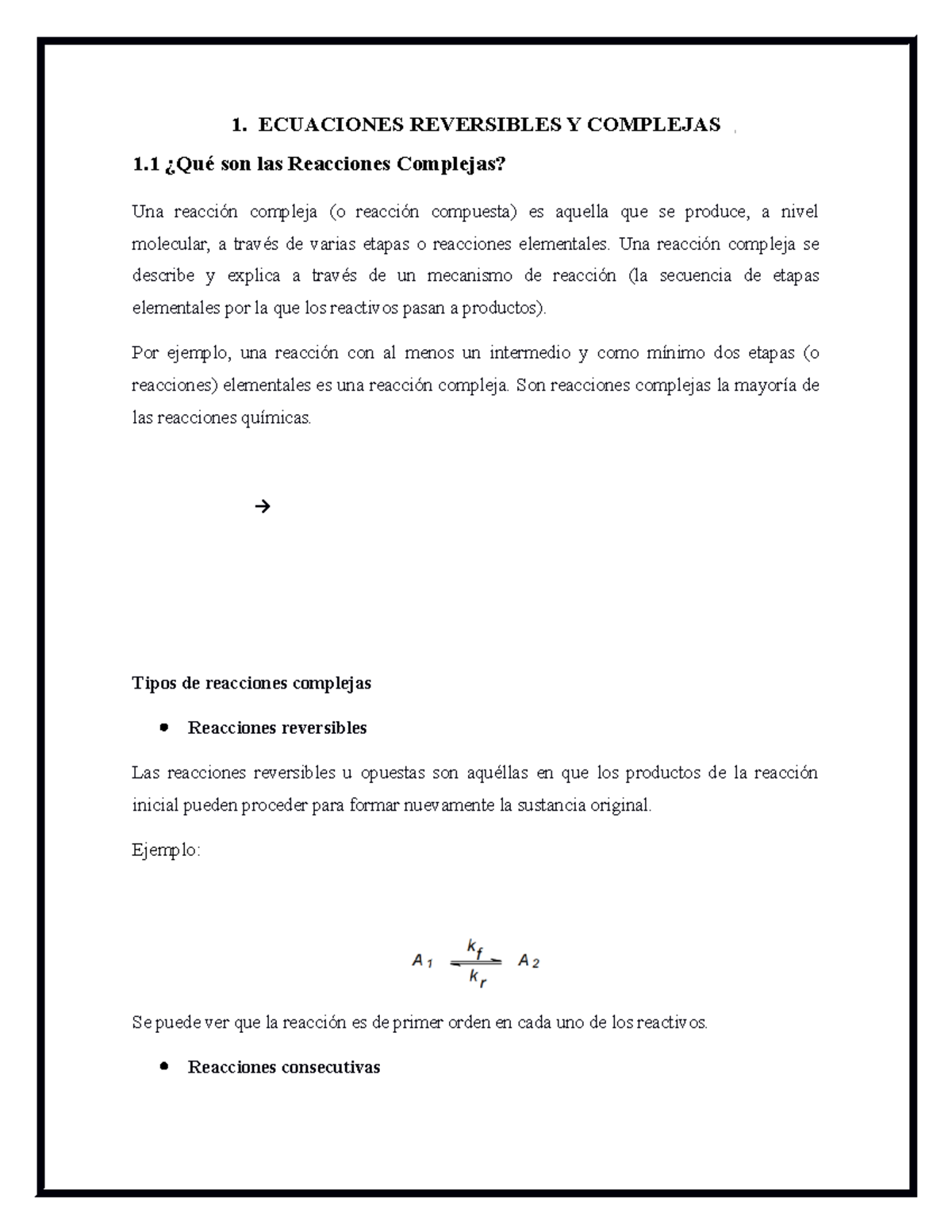 ECUACIONES REVERSIBLES Y COMPLEJAS - 1. ECUACIONES REVERSIBLES Y ...