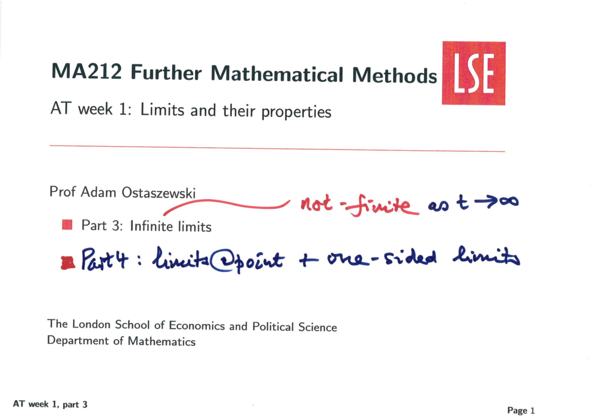 MA212 week 1 lecture notes - MA212 Further Mathematical Methods LSE AT ...