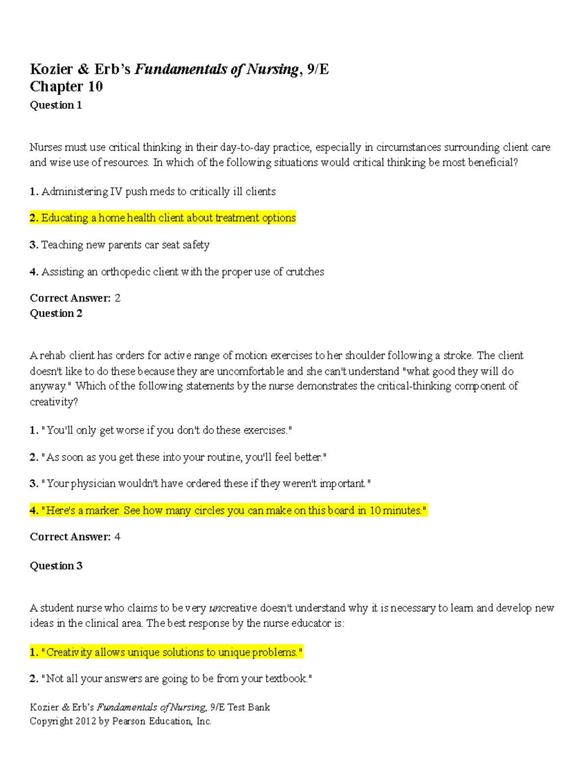 chapter 10 Berman - Kozier & Erb’s Fundamentals of Nursing , 9/E ...