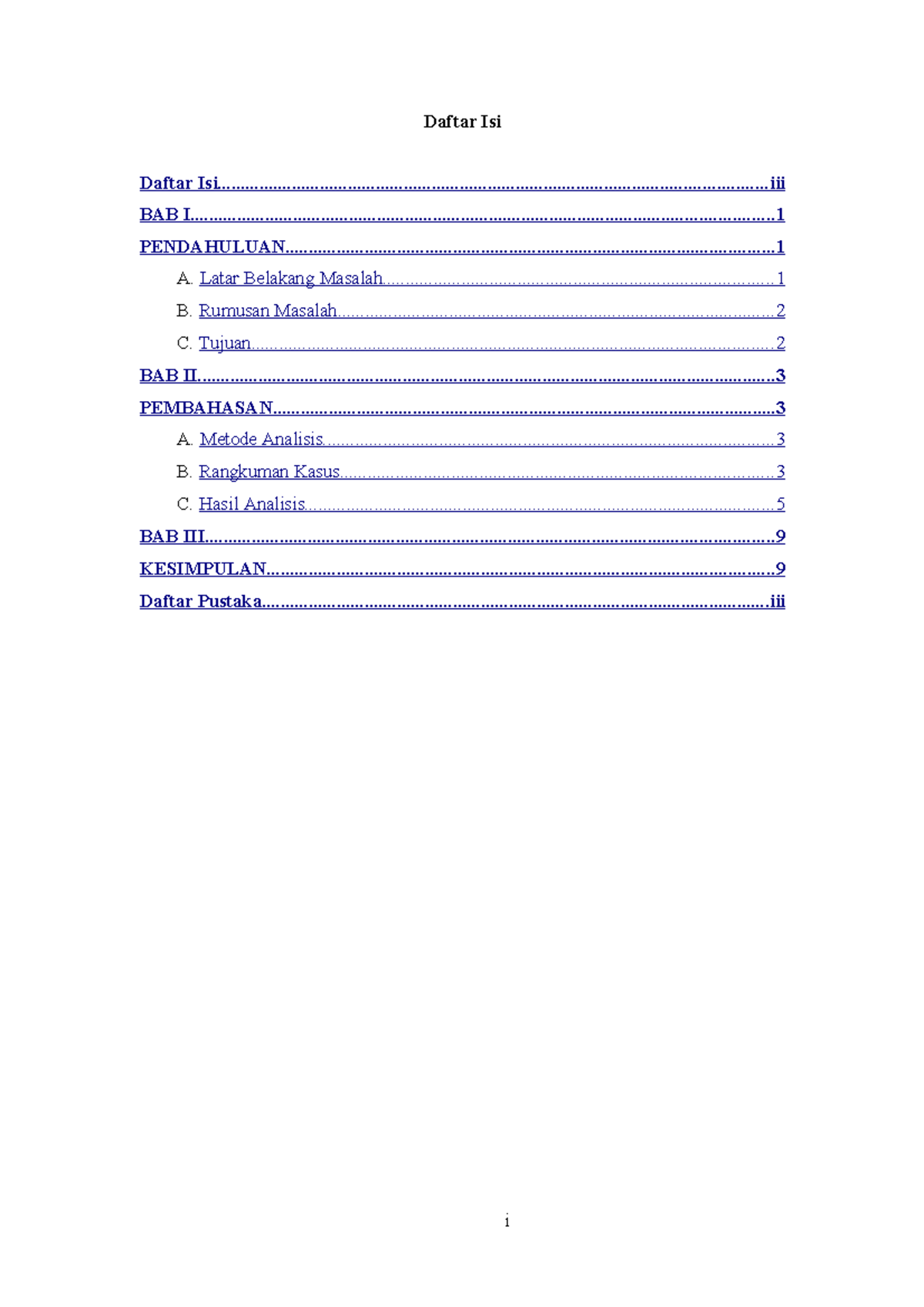 Makalah klinik - metode analisis kasus - i Daftar Isi Daftar - Studocu