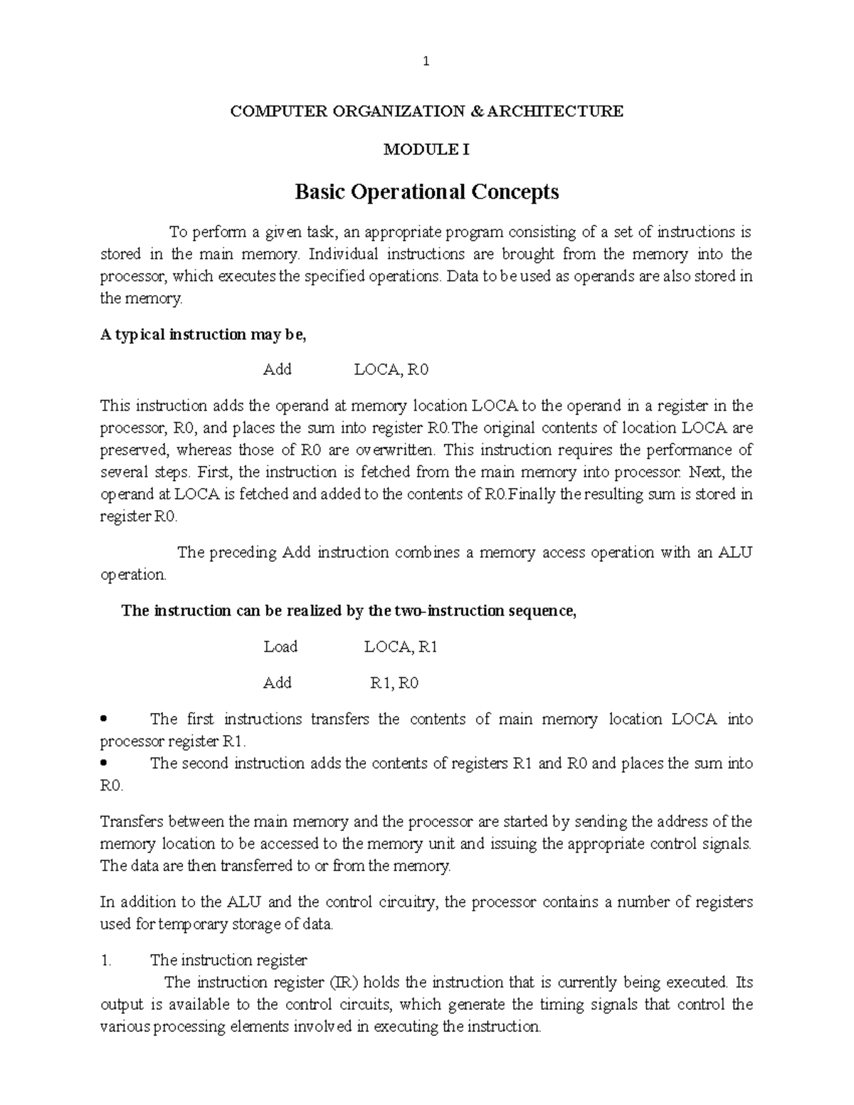 UNIT1 S2 Bcacoa - Semester 2 , COA ,module 1 - COMPUTER ORGANIZATION ...