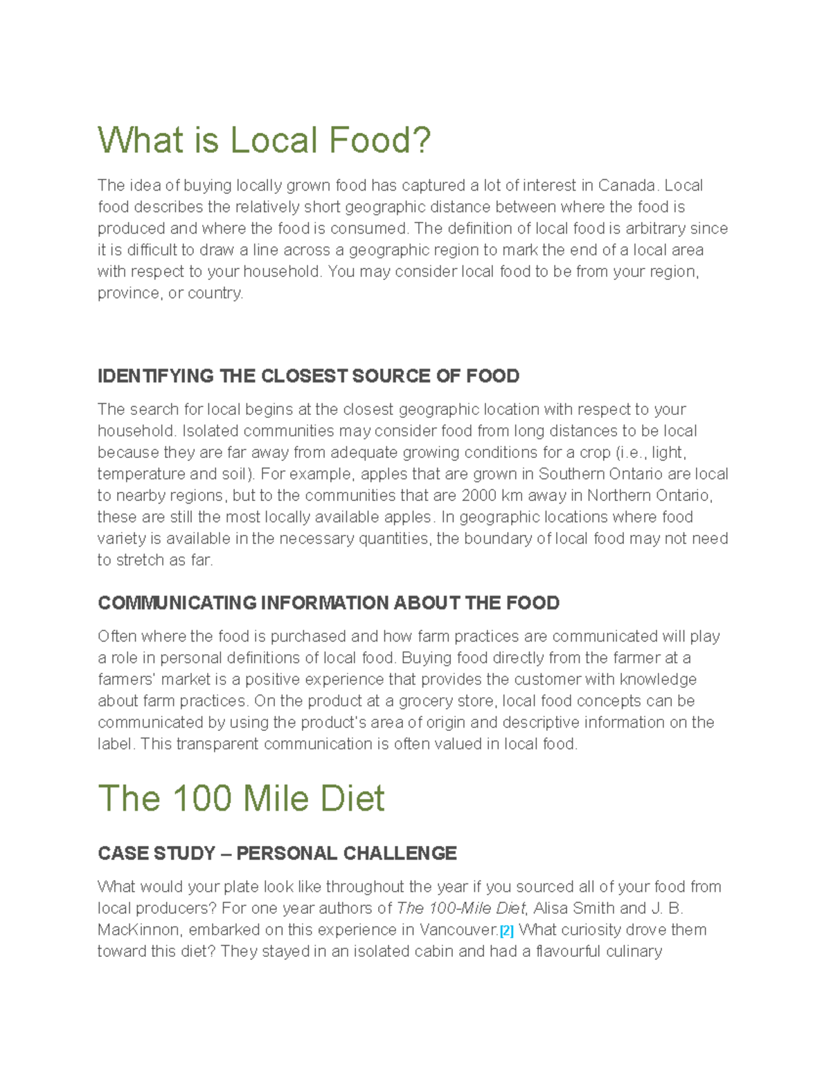 3355 week 7 - 3355 - What is Local Food? The idea of buying locally ...