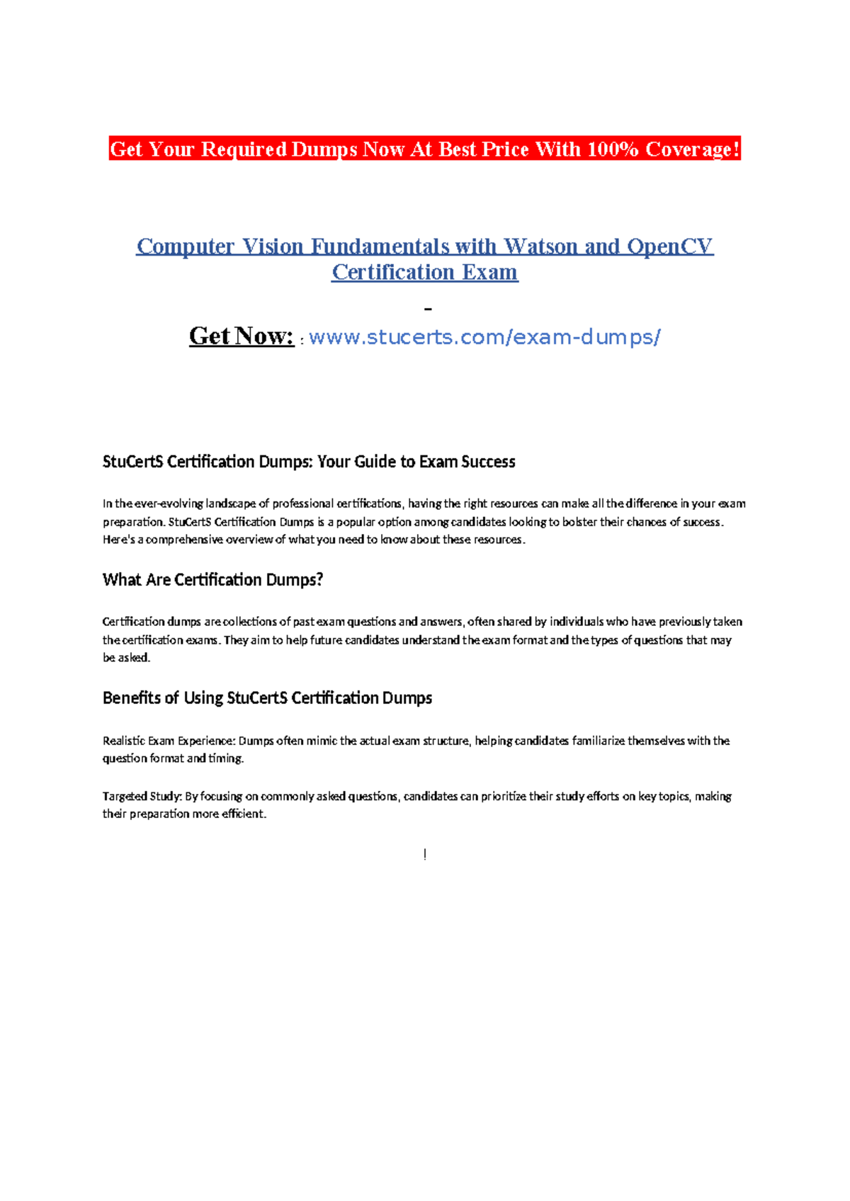 Computer Vision Fundamentals with Watson and Open CV Certification Exam ...
