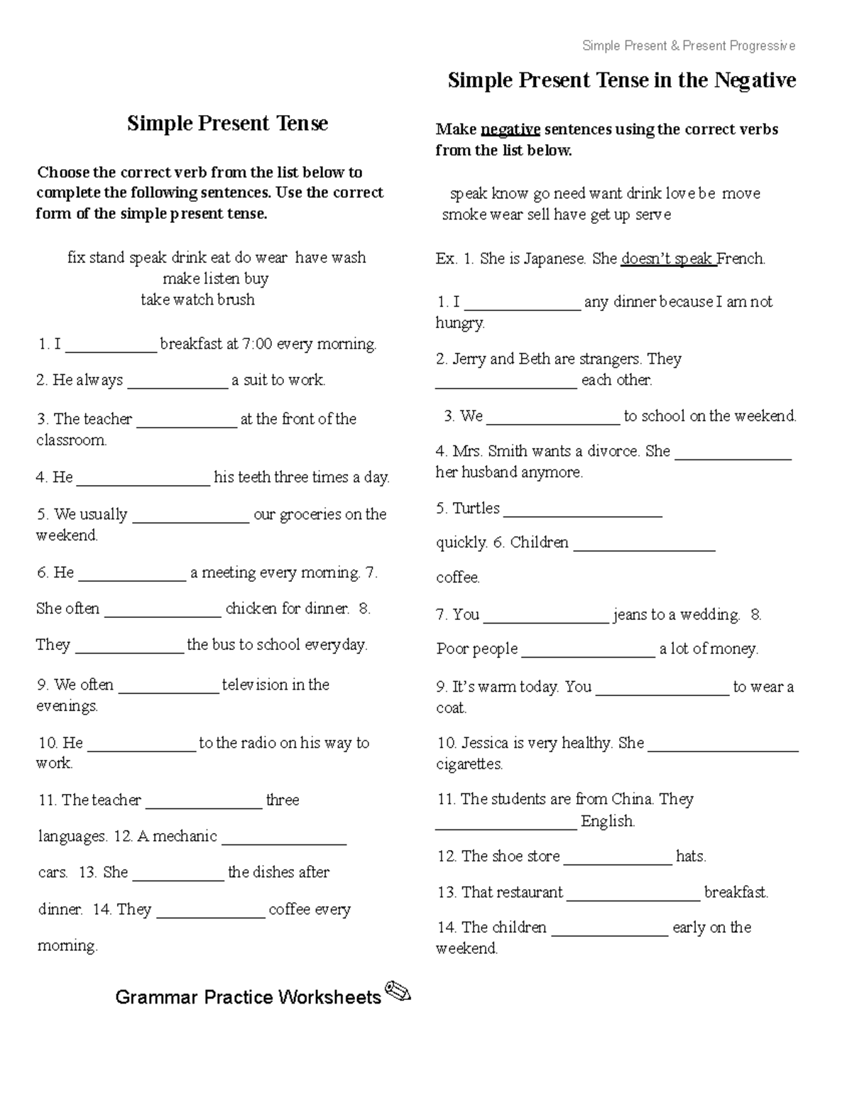 2 Simple-Present - apuntes - Simple Present Tense Choose the correct ...