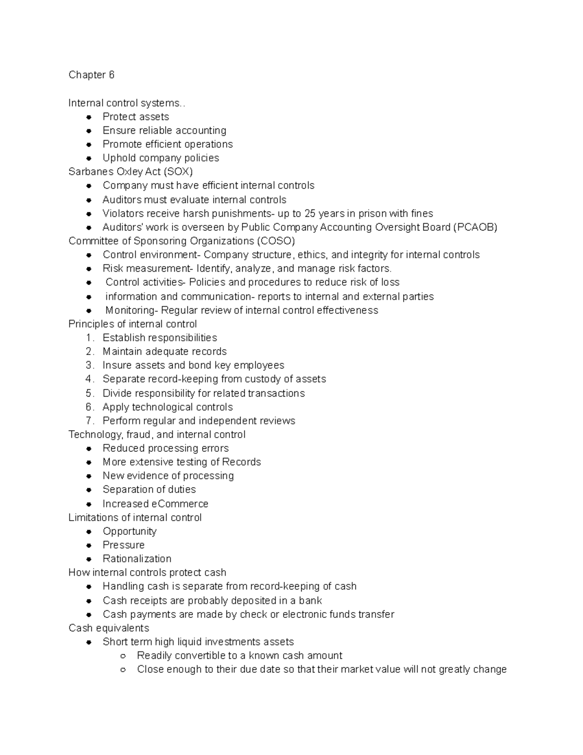 Chapter 6 - Dr Jeff Michealman's class, these are notes from the ...