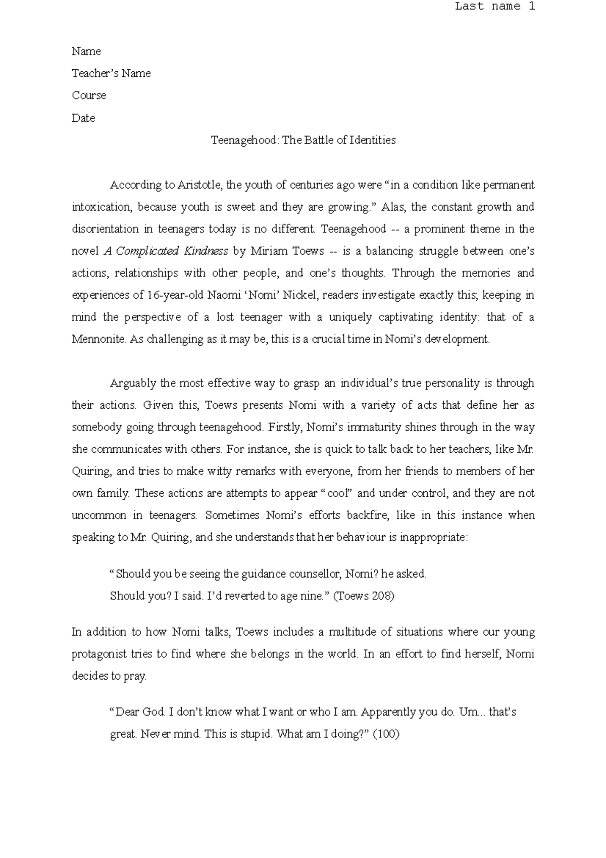 ENG4U CA exemplar - Studocu