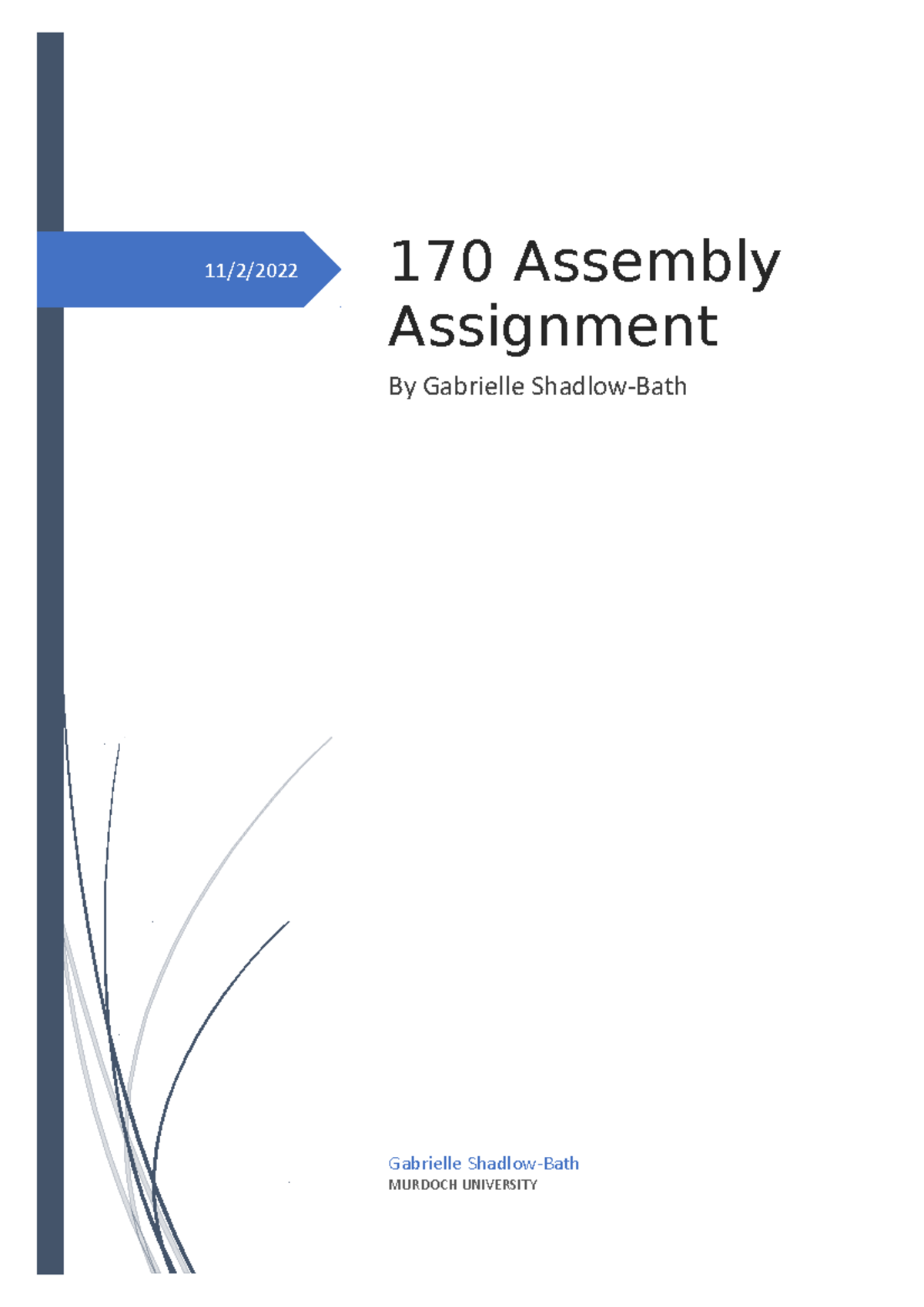 170 assembly report - 11/2/ Gabrielle Shadlow-Bath MURDOCH UNIVERSITY ...