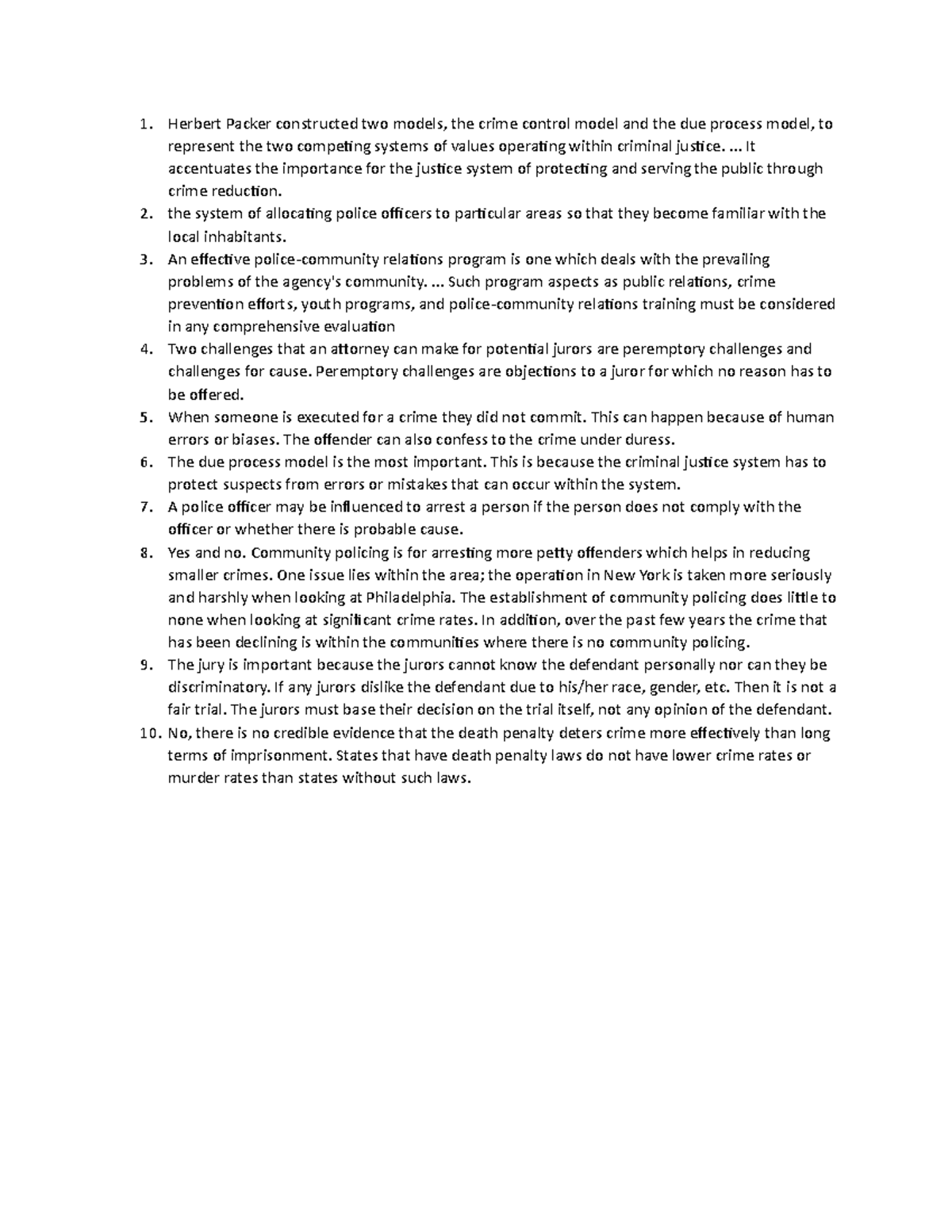 Document 116 - ASSIGMENT 6 - Herbert Packer constructed two models, the ...