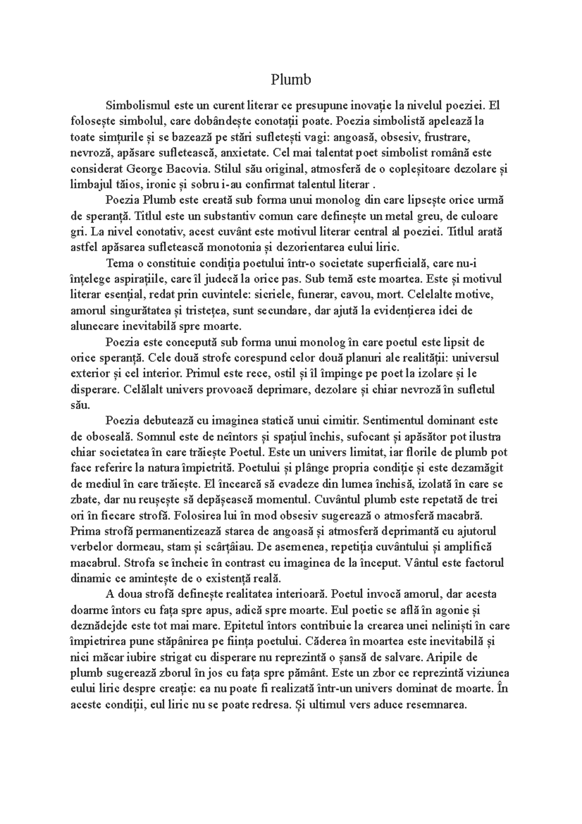 3. Plumb ta______-_ - Plumb Simbolismul este un curent literar ce ...