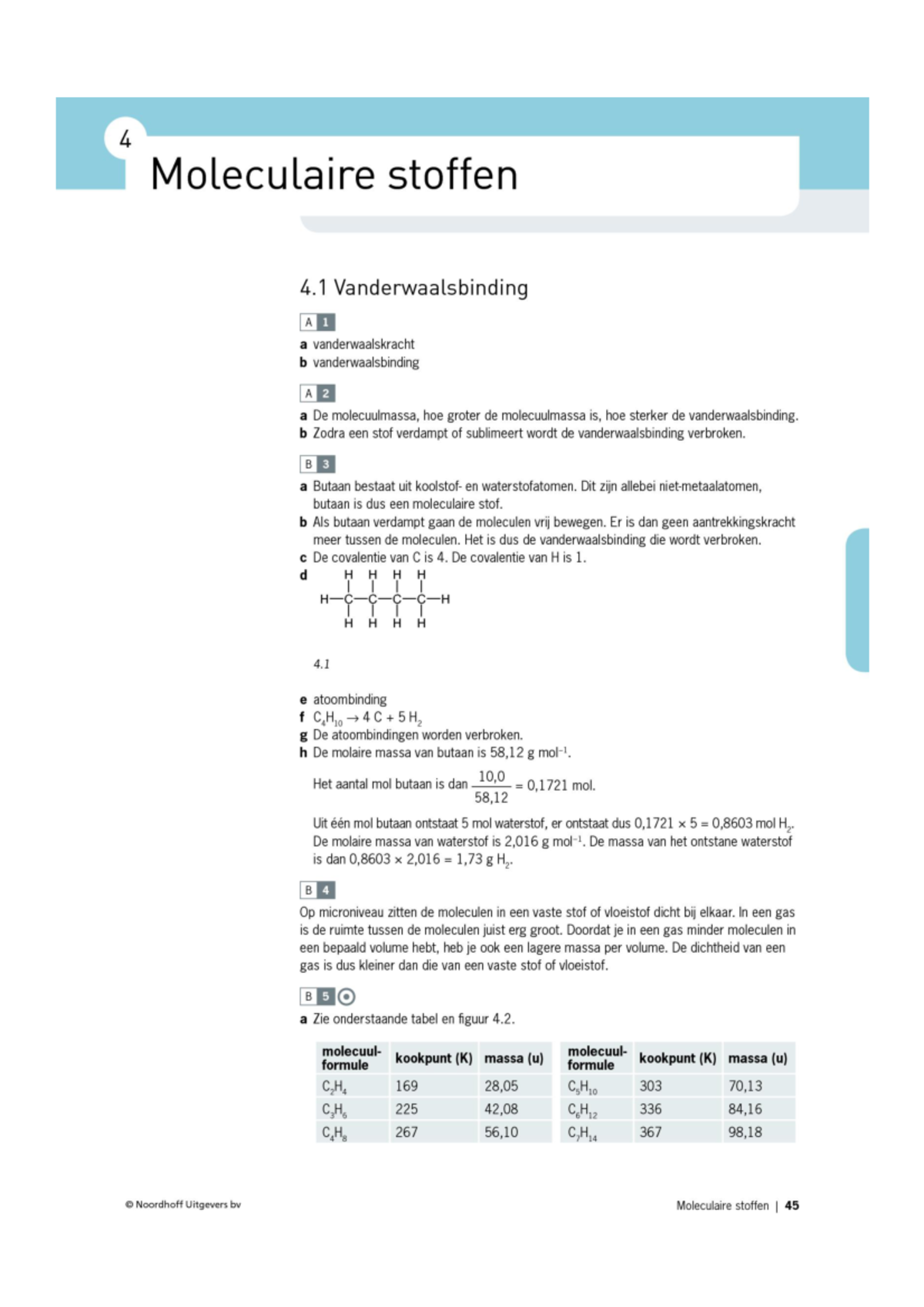 Antwoorden 4 moleculaire stoffen - Scheikunde - Studeersnel