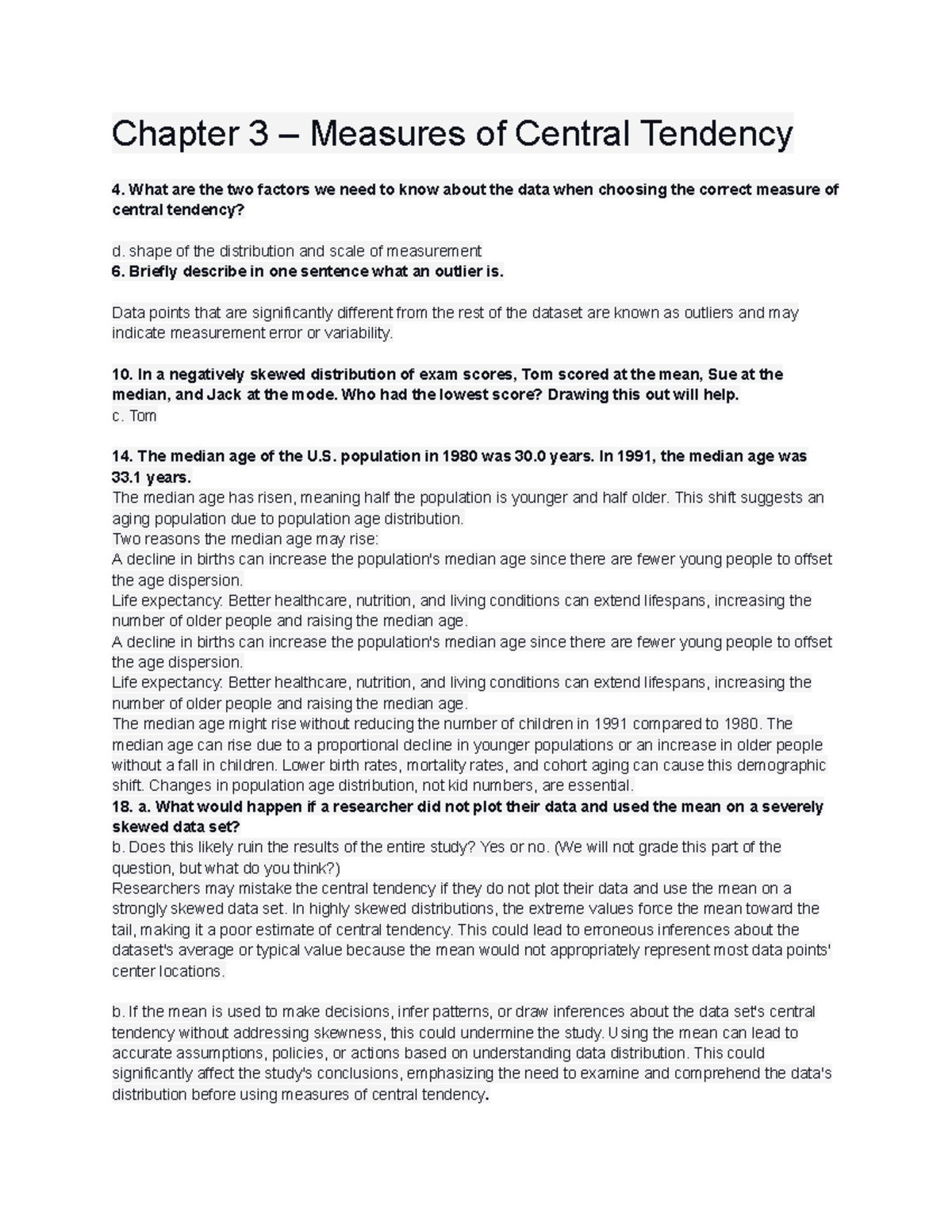 Chapter 3 – Measures of Central -textbook - Chapter 3 – Measures of ...