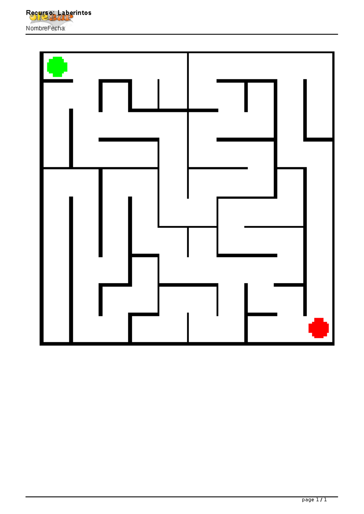 Maze - mejorar - psicología - page 1 / 1 Recurso: Laberintos NombreFecha: - Studocu