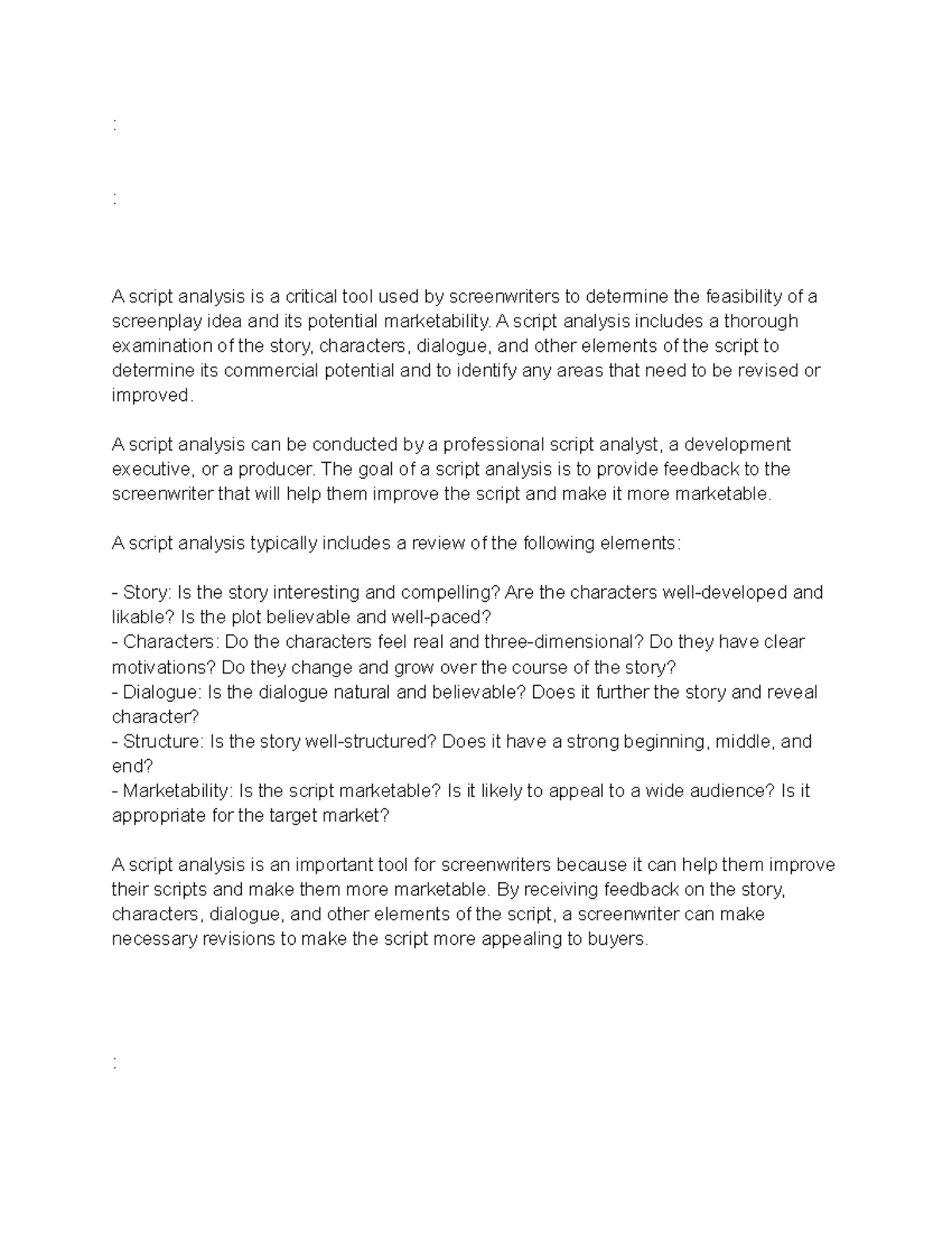 EDPSY548 course outline - : : A script analysis is a critical tool used ...