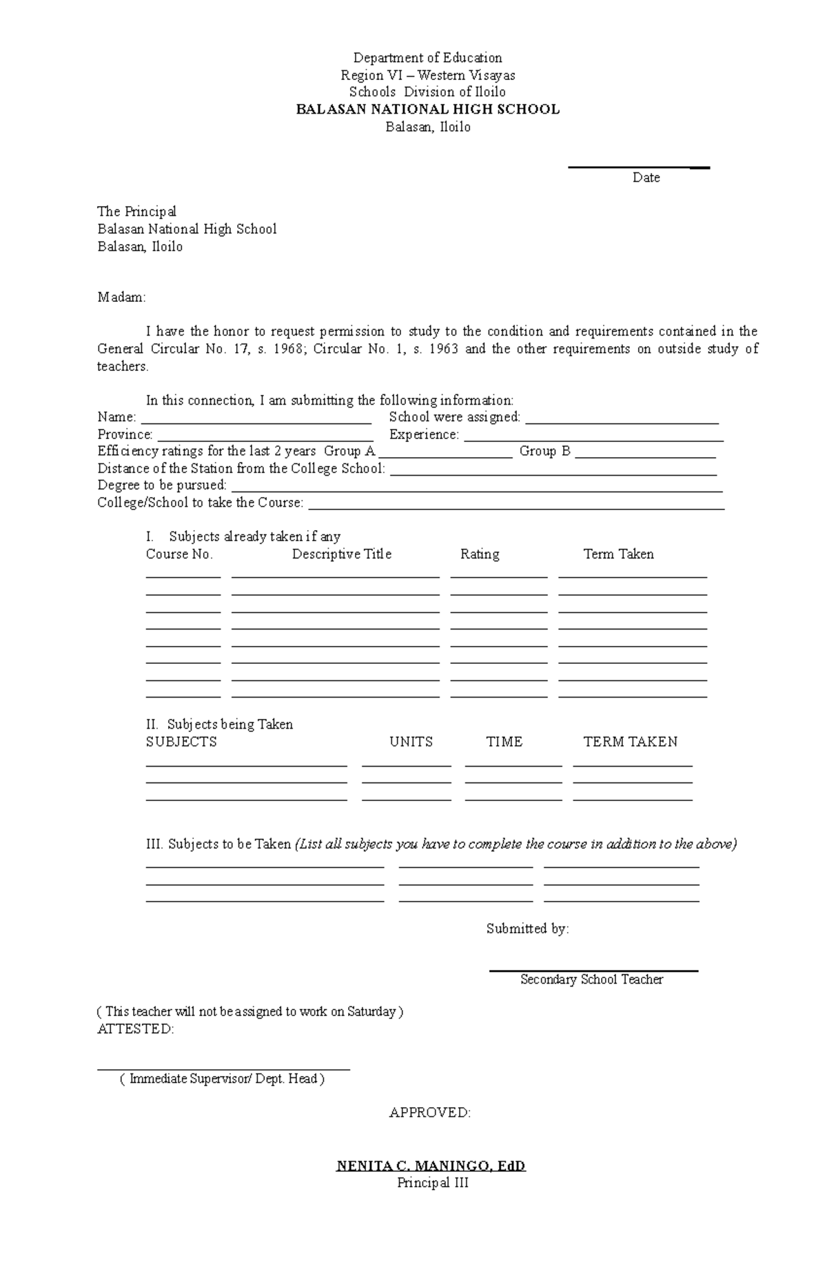 Permission-TO- Study - Kpis - Department of Education Region VI ...