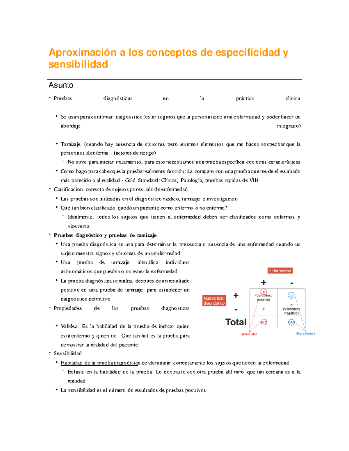 18. Conceptos Especificidad Y Sensibilidad - Aproximación a los ...