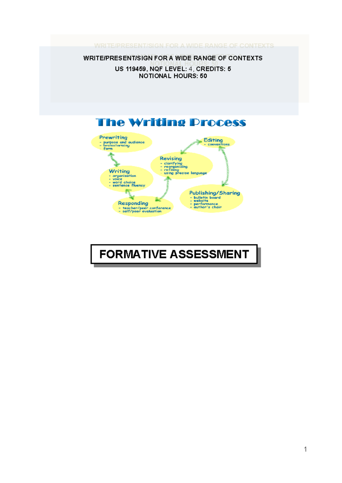 119459- Formative Assessment (Repaired) - 1 WRITE/PRESENT/SIGN FOR A ...