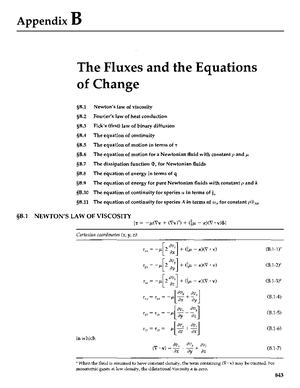 Appendi 1 - formula sheet - Appendix - 1 Newton’s Law of Viscosity ...