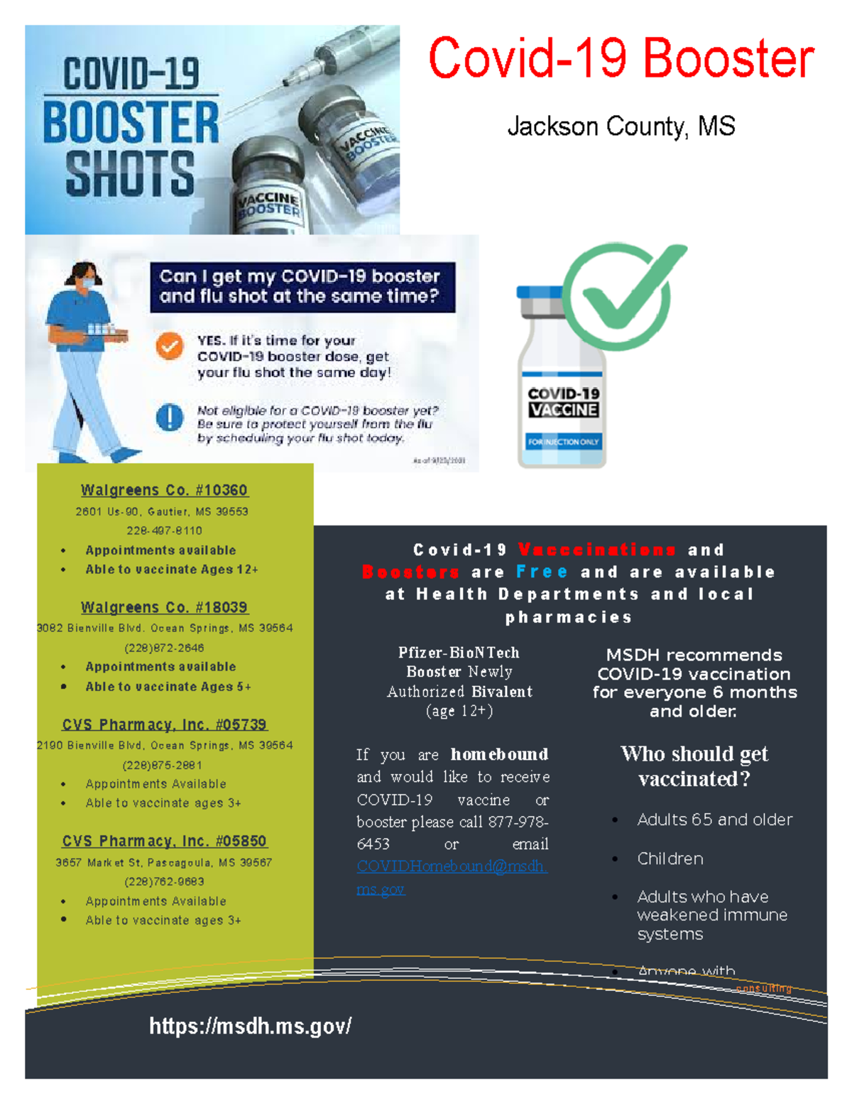 Flyer - Covid-19 Booster Jackson County, MS msdh.ms/ C o v i d - 1 9 V ...