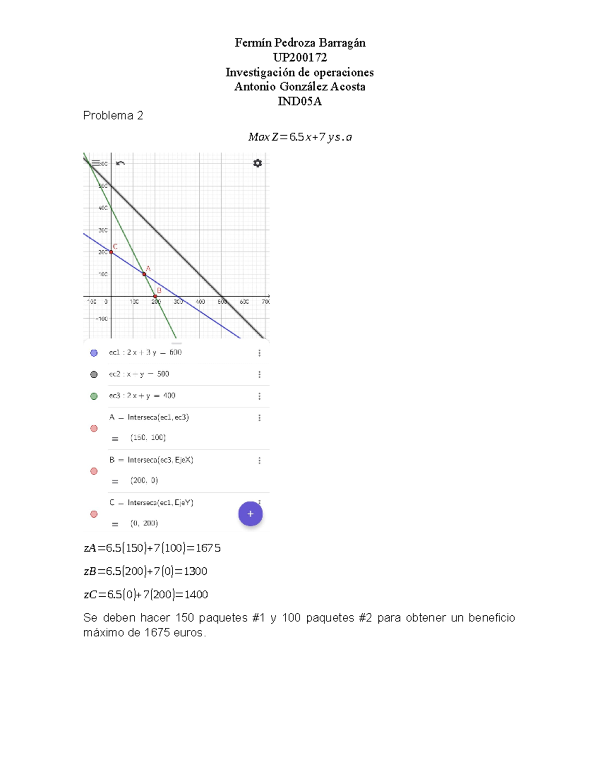 AS3. Metodo Grafico - UP Investigación de operaciones Antonio González ...