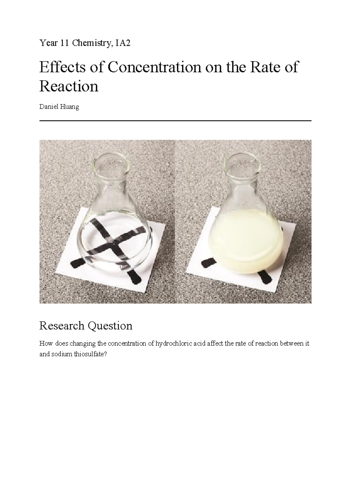 Effect of concentration on rate of reaction FIA2 - Hydrochloric Acid ...