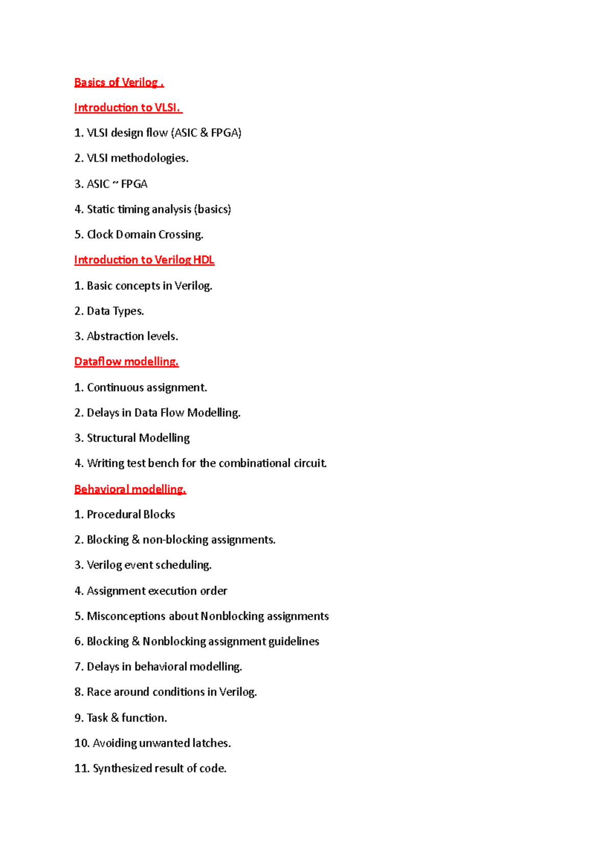 Verilog content - .... - Basics of Verilog. Introduction to VLSI. VLSI ...