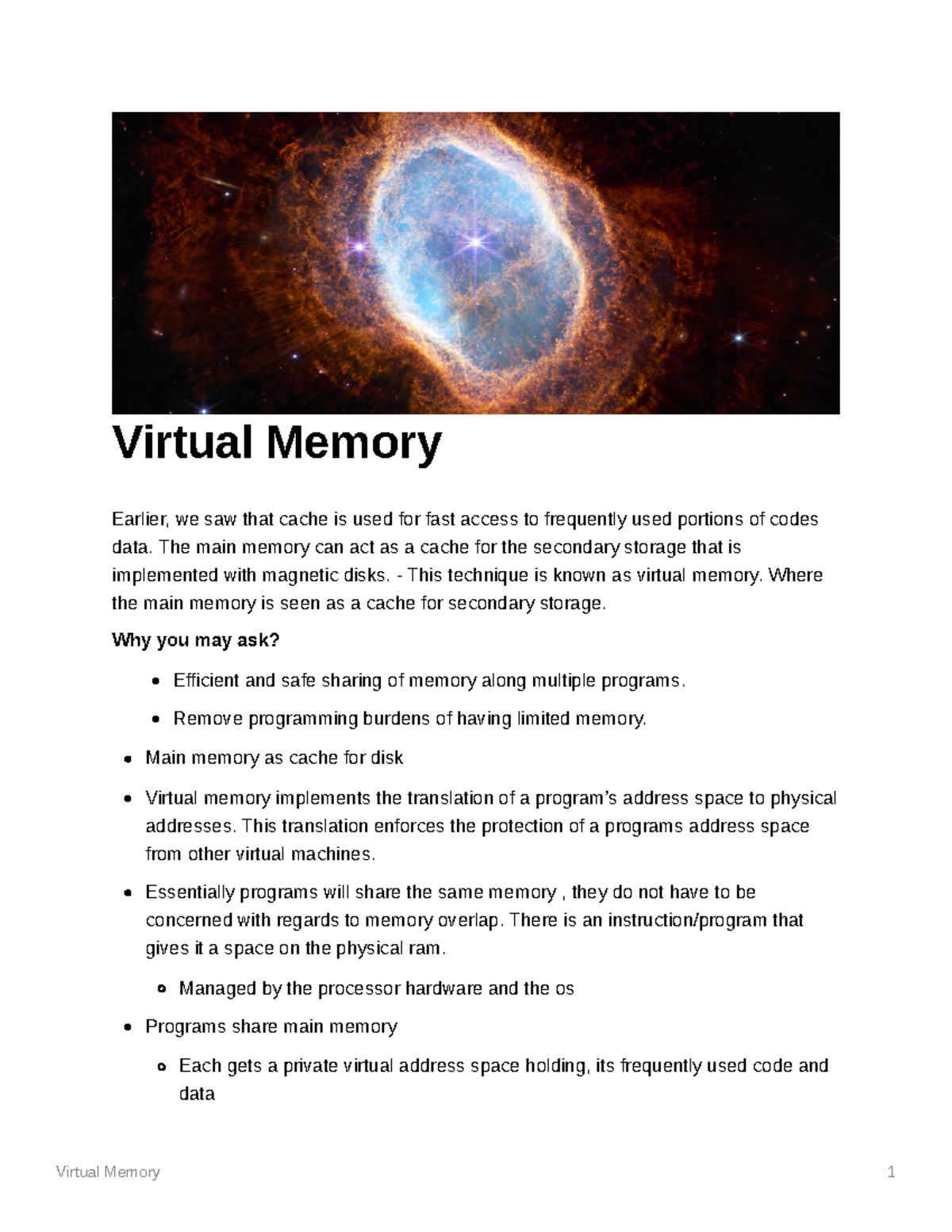 Virtual Memory - Virtual Memory Earlier, we saw that cache is used for ...