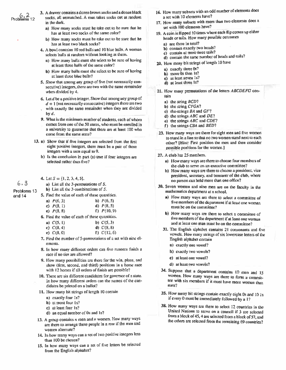 Counting Problems - Problems (12), (13), (14), (15). (16) V2 - MA238 ...