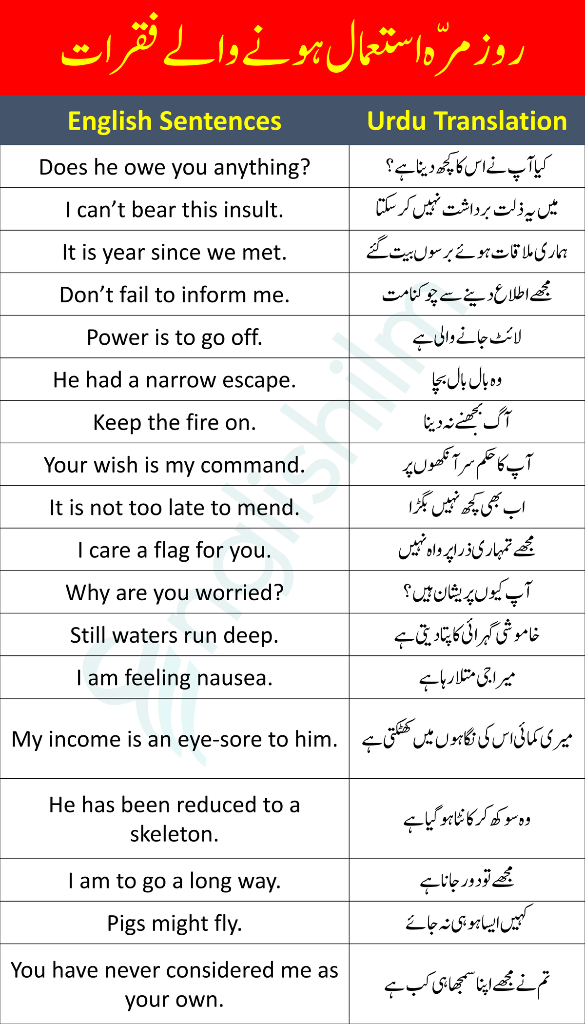 53 Daily Use Sentences - None - English Sentences Urdu Translation Does ...