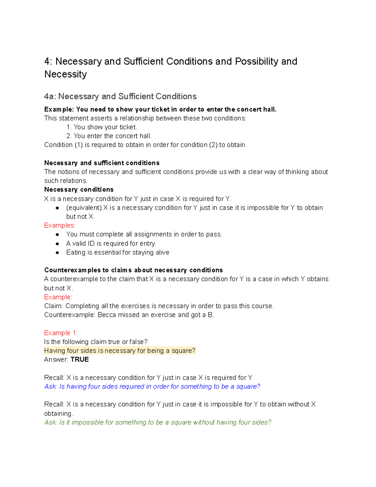 4.1 Philo 1230B - 4: Necessary and Sufficient Conditions and Possibility and Necessity 4a ...