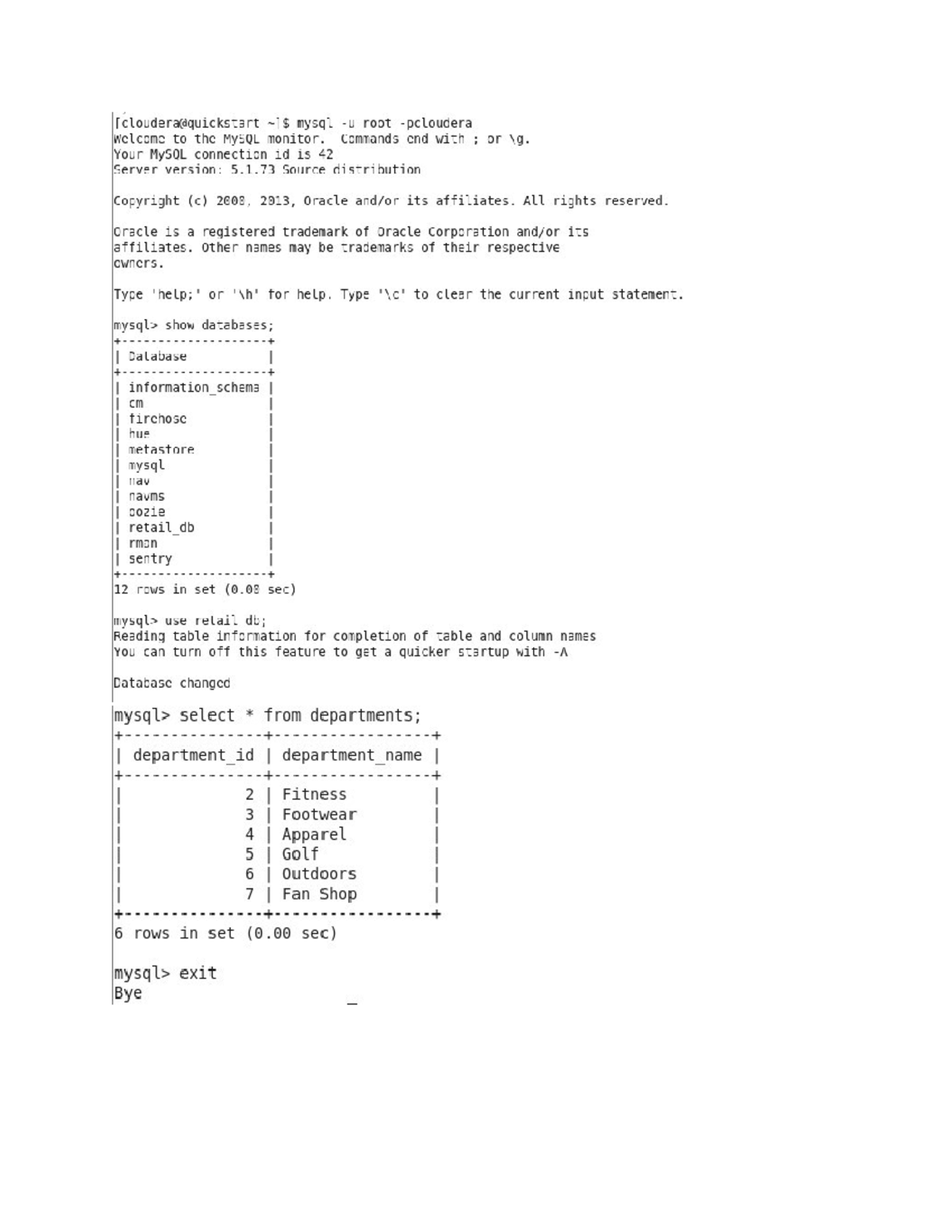Bda2 - bda 2 prac - mysql root Welcome to the MySQL monitor. Commands end with or Your MySQL ...