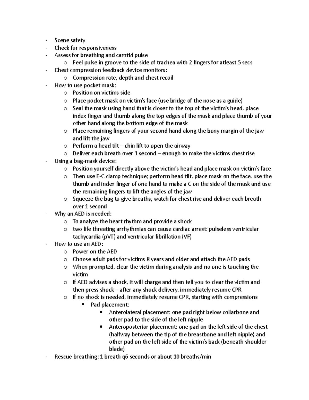 CPR - CPR - Scene safety Check for responsiveness Assess for breathing ...