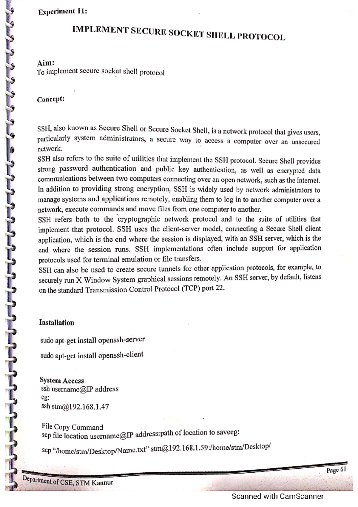 Cn Lab Good And Nice Note Experiment 11 Implement Secure Socket