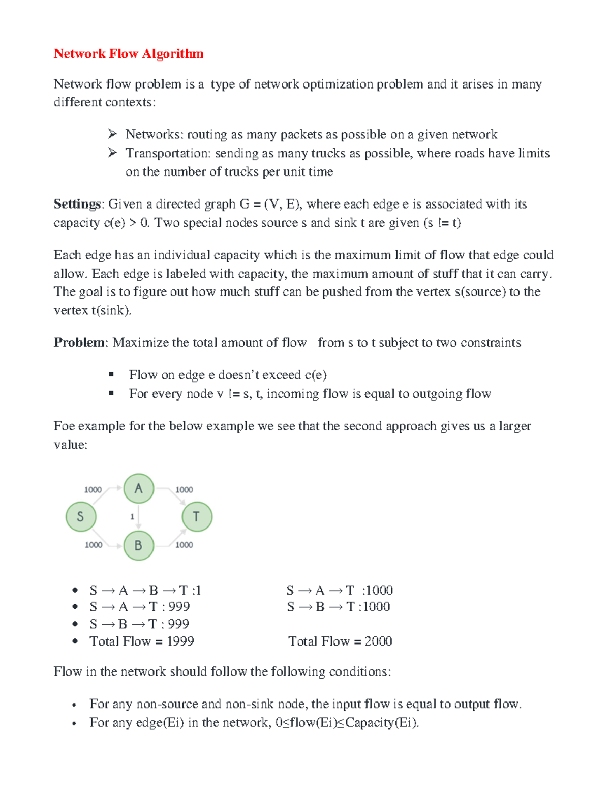 Network Flow Algorithm Network Flow Algorithm Network Flow Problem Is 0985