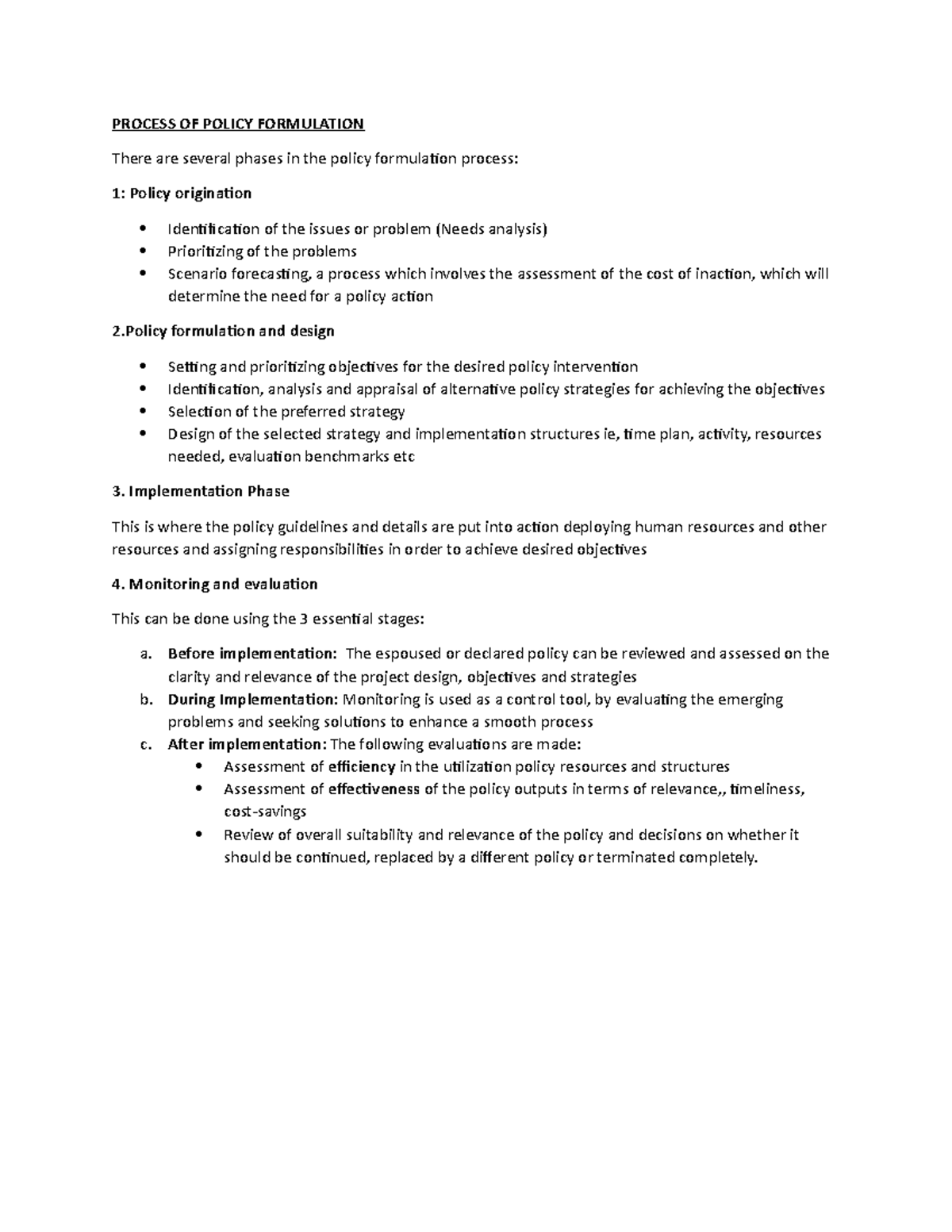 Topic 3 Process OF Policy Formulation-1 - PROCESS OF POLICY FORMULATION ...