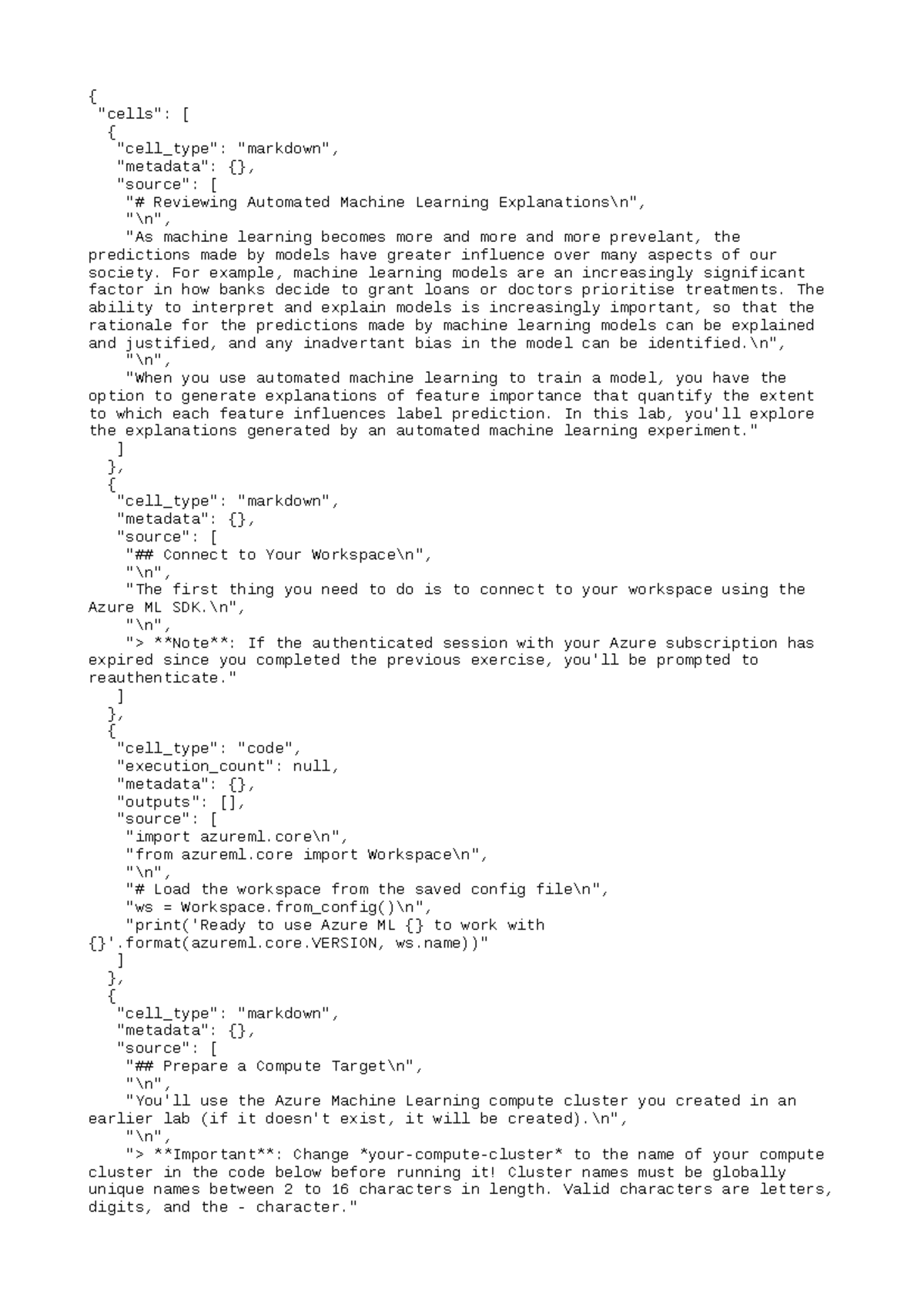 09A - Reviewing Automated Machine Learning Explanations - { "cells ...