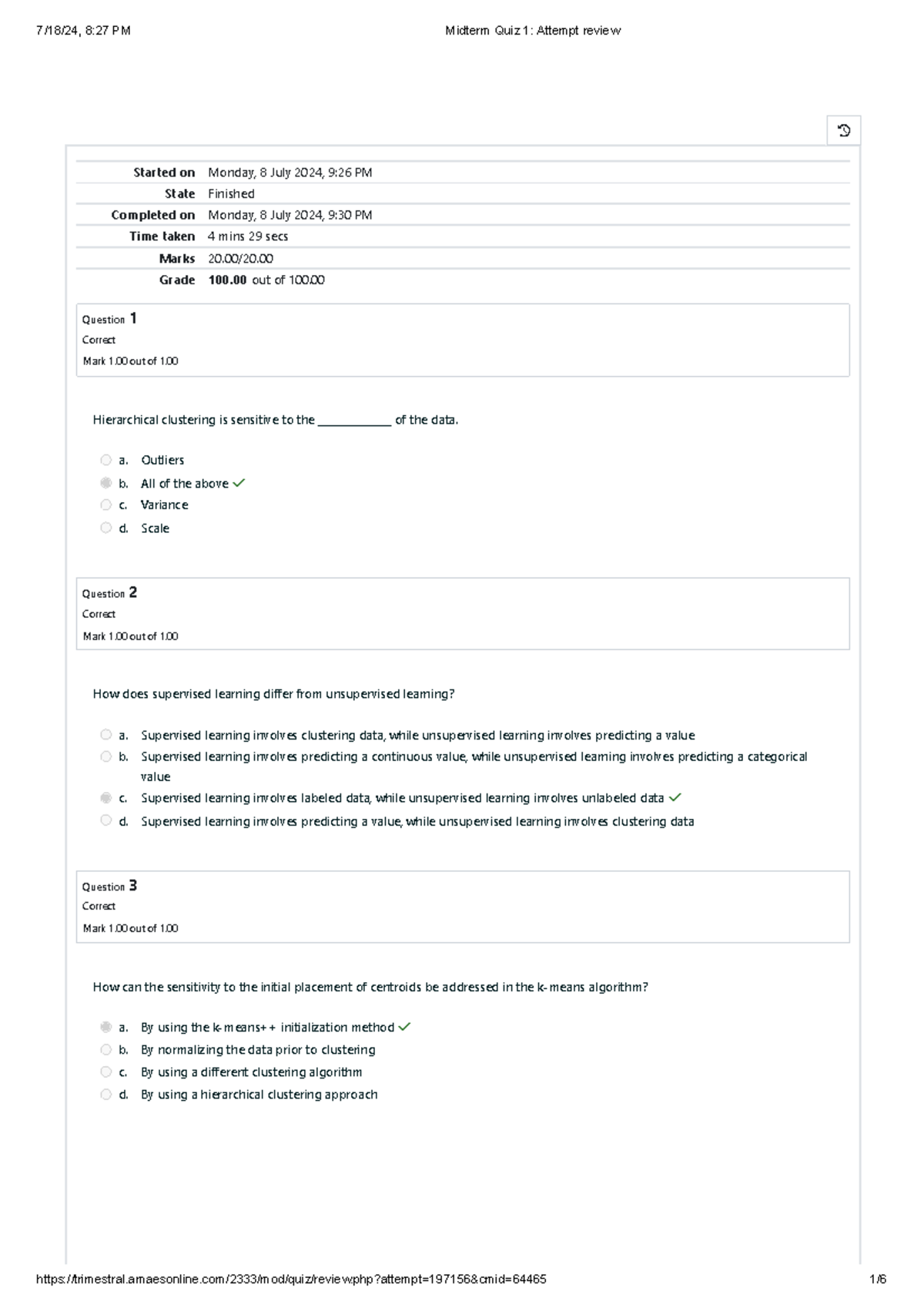 Midterm Quiz 2 Attempt Review Ugrd Cybs6101 Artificial Intelligence Fundamentals Started On