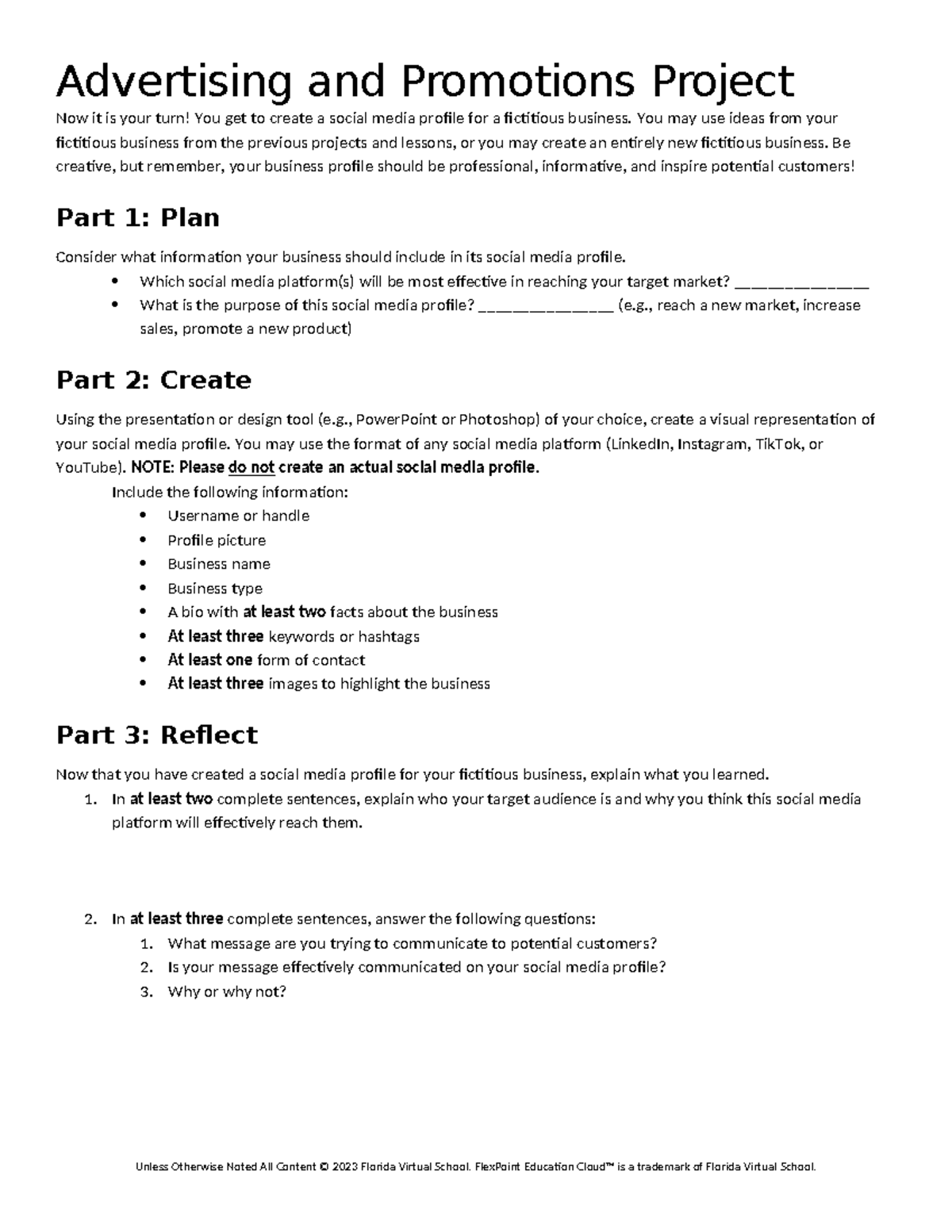 Advertising and promotions project - Advertising and Promotions Project ...