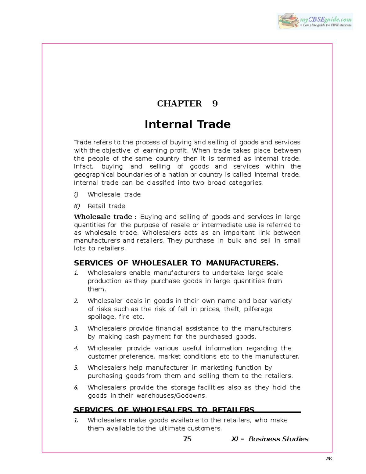 11 business studies notes ch10 internal trade 02 - CHAPTER 9 Internal ...