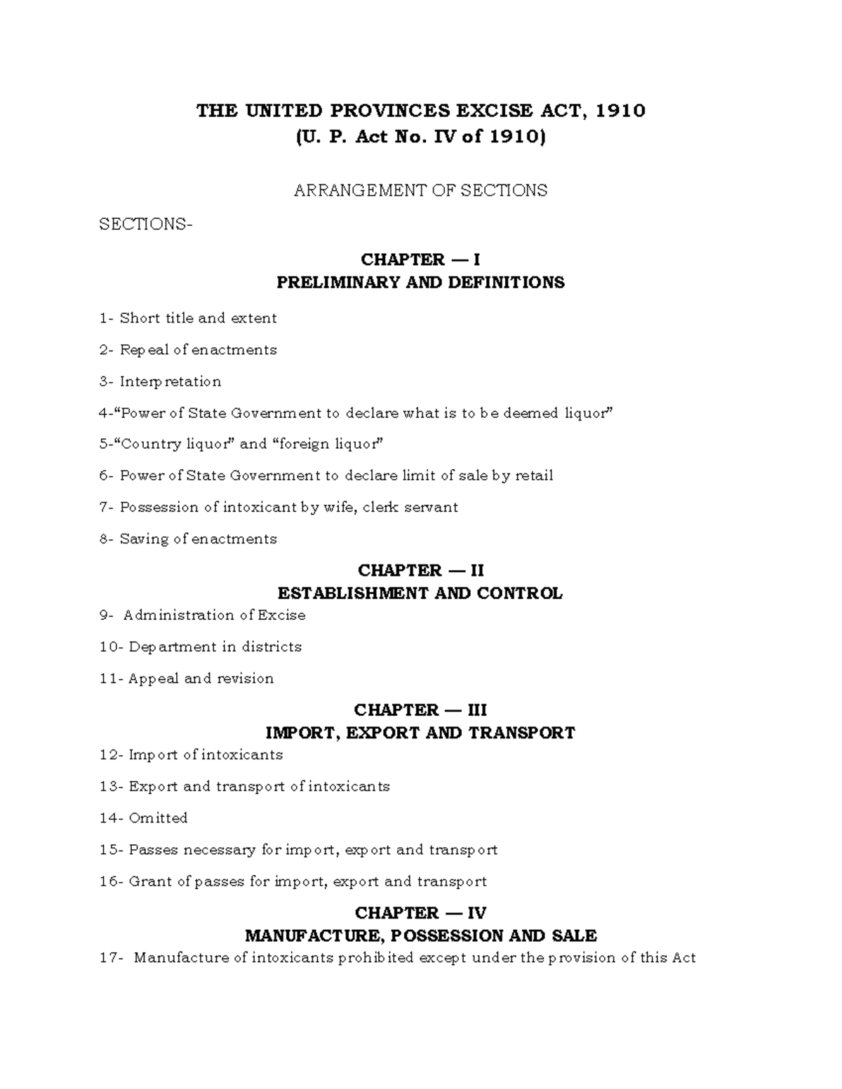 Excise act 1910 pdf merged - THE UNITED PROVINCES EXCISE ACT, 1910 (U ...