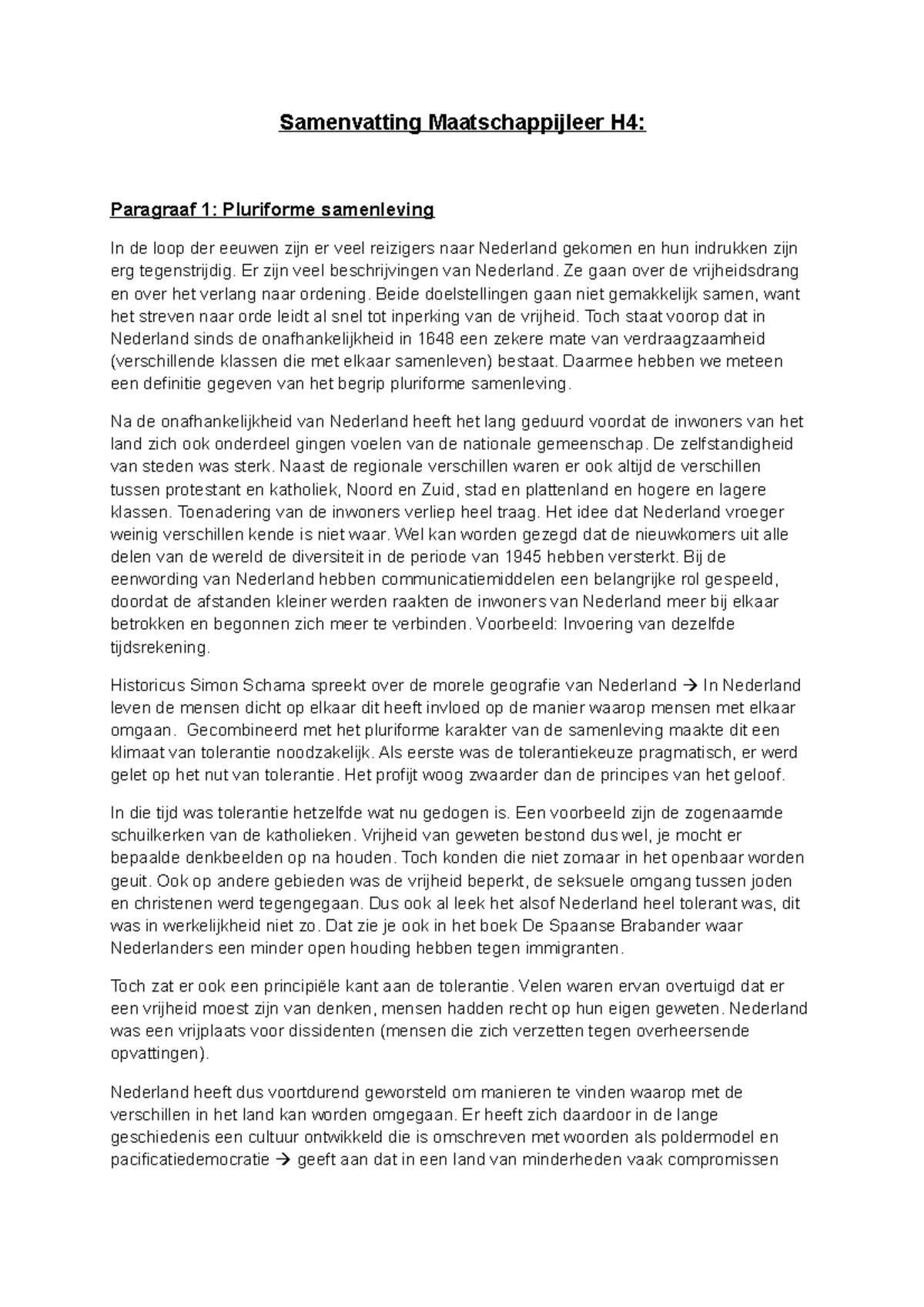Samenvatting Maatschappijleer H4 - Samenvatting Maatschappijleer H4: Paragraaf 1: Pluriforme ...