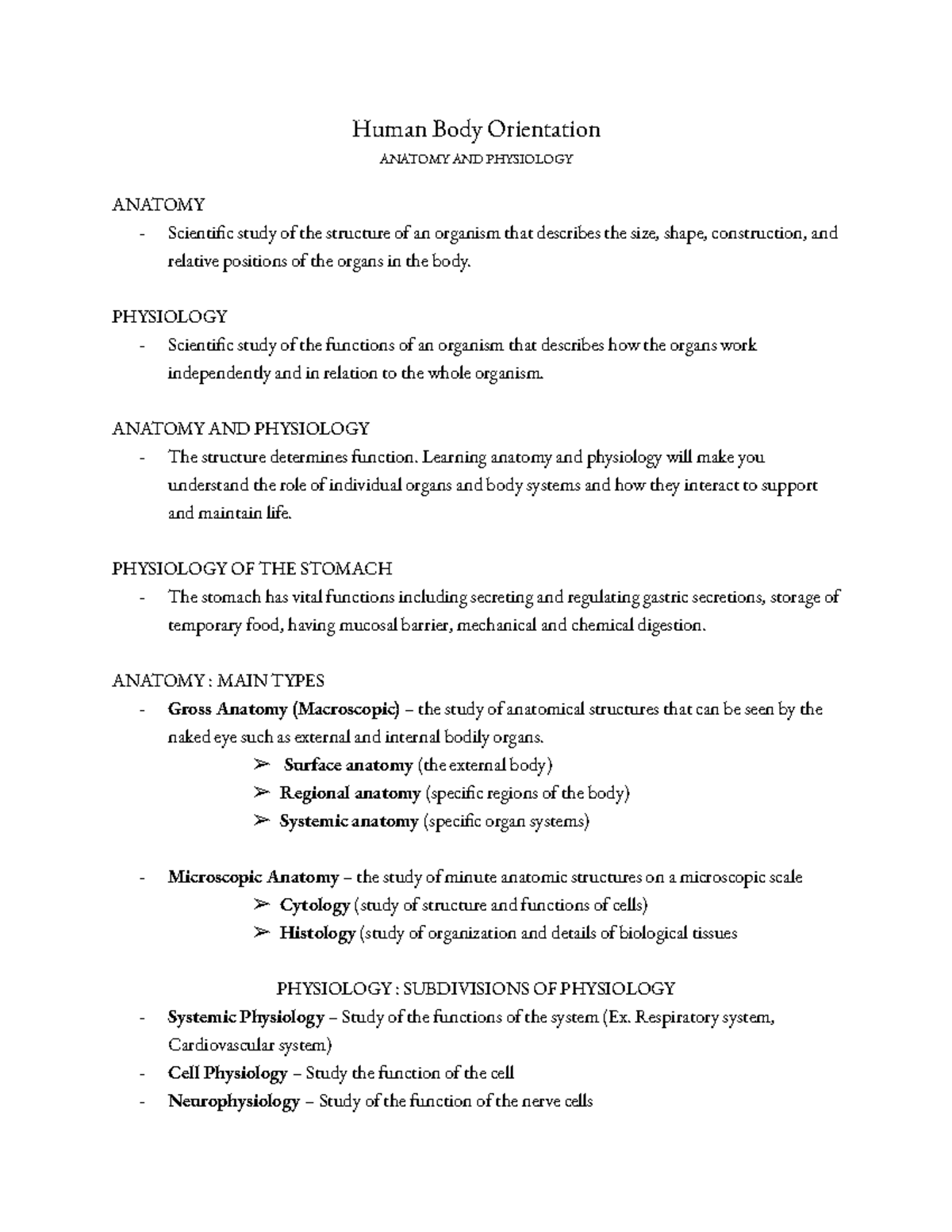 Human-Body-Orientation - Human Body Orientation ANATOMY AND PHYSIOLOGY ...