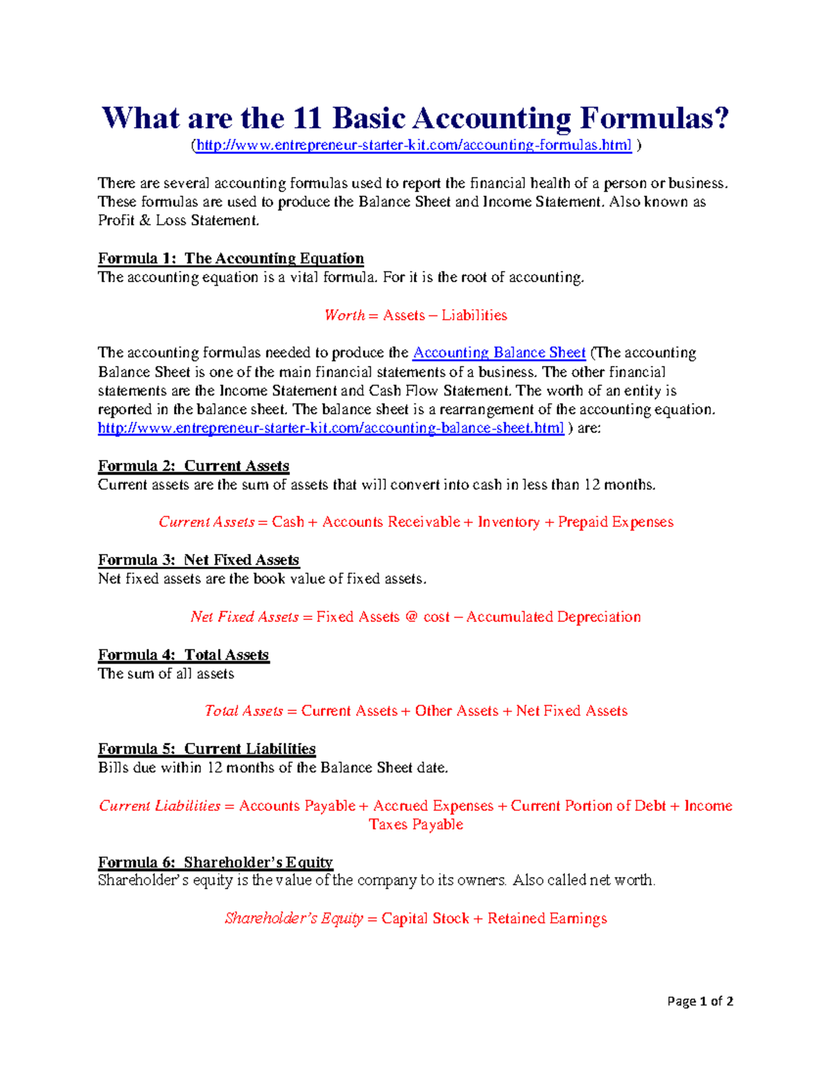 Accounting-Formulas-21 - Page 1 of 2 What are the 11 Basic Accounting ...