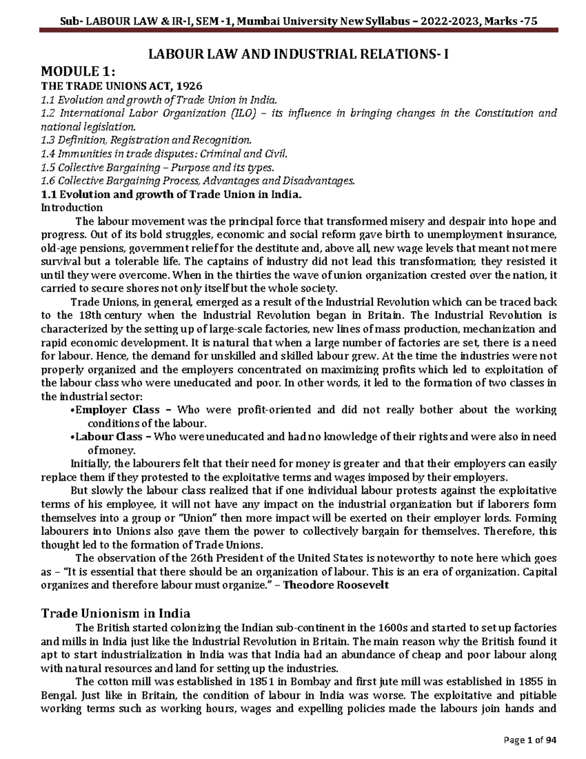 Labour LAW AND Industrial Relations- I - LABOUR LAW AND INDUSTRIAL ...