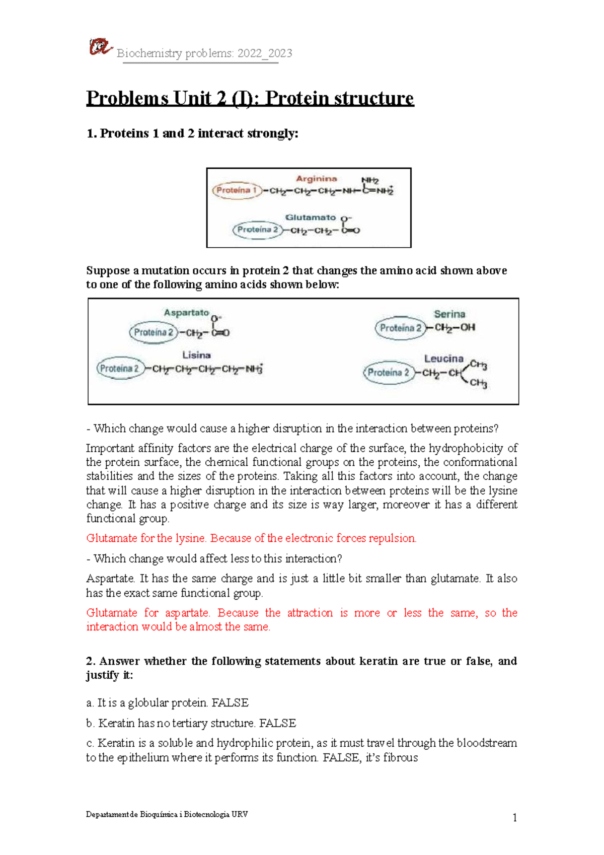 Problems T-2 - qwer - Biochemistry problems: 2022_ Problems Unit 2 (I ...
