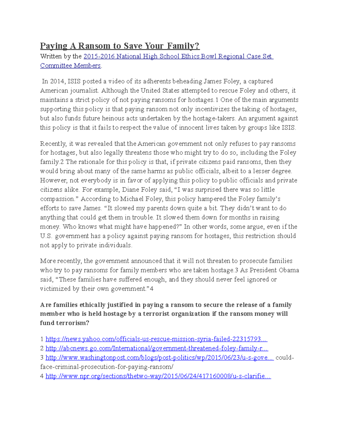 Paying A Ransom to Save Your Family - Paying A Ransom to Save Your ...