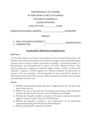 A Plaint and its accompanying Documents - Sample Copy - IN THE HIGH ...