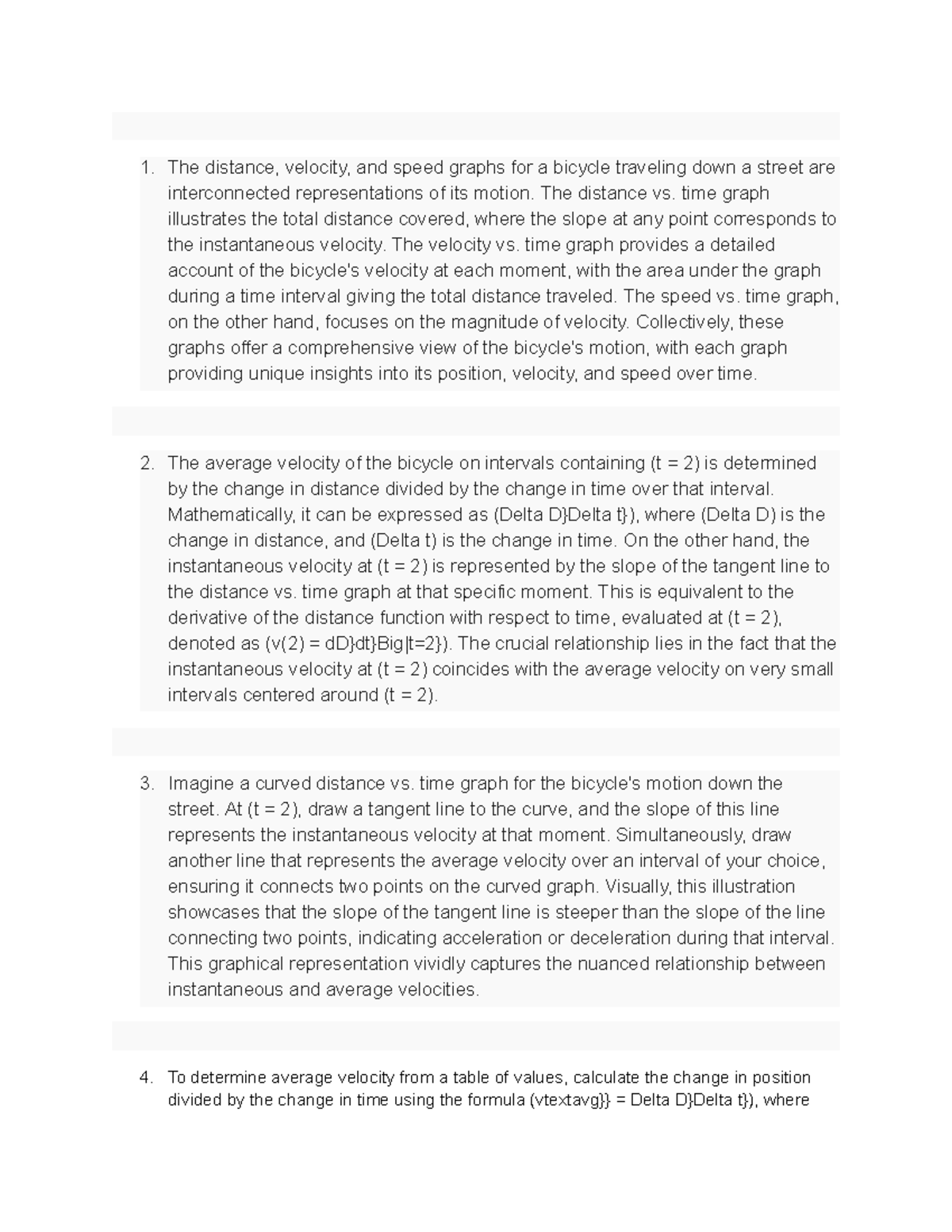 Study notes week 3 - assignment - 1. The distance, velocity, and speed ...
