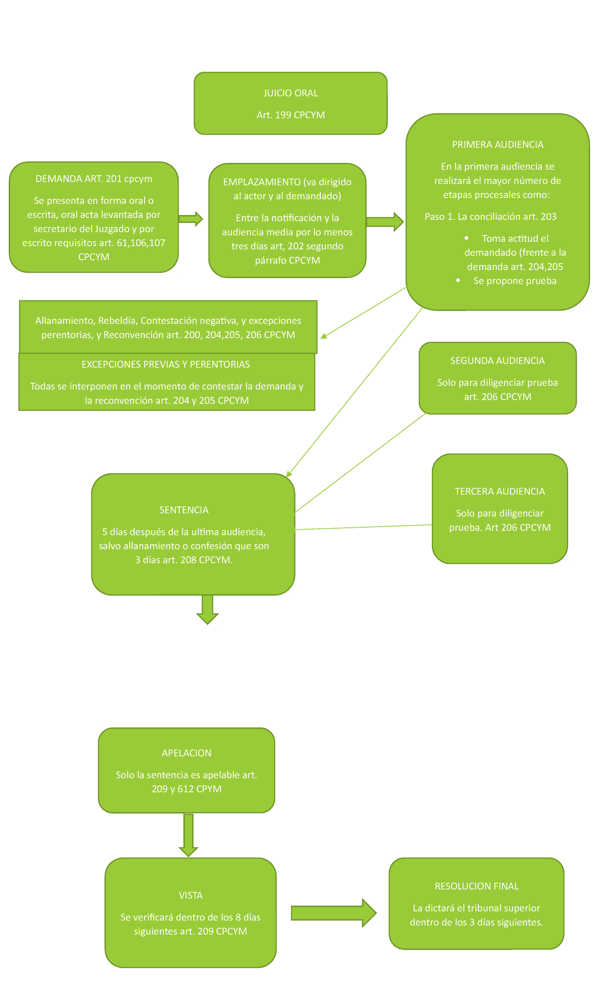 Esquema juicio Oral - EXCEPCIONES PREVIAS Y PERENTORIAS Todas se ...
