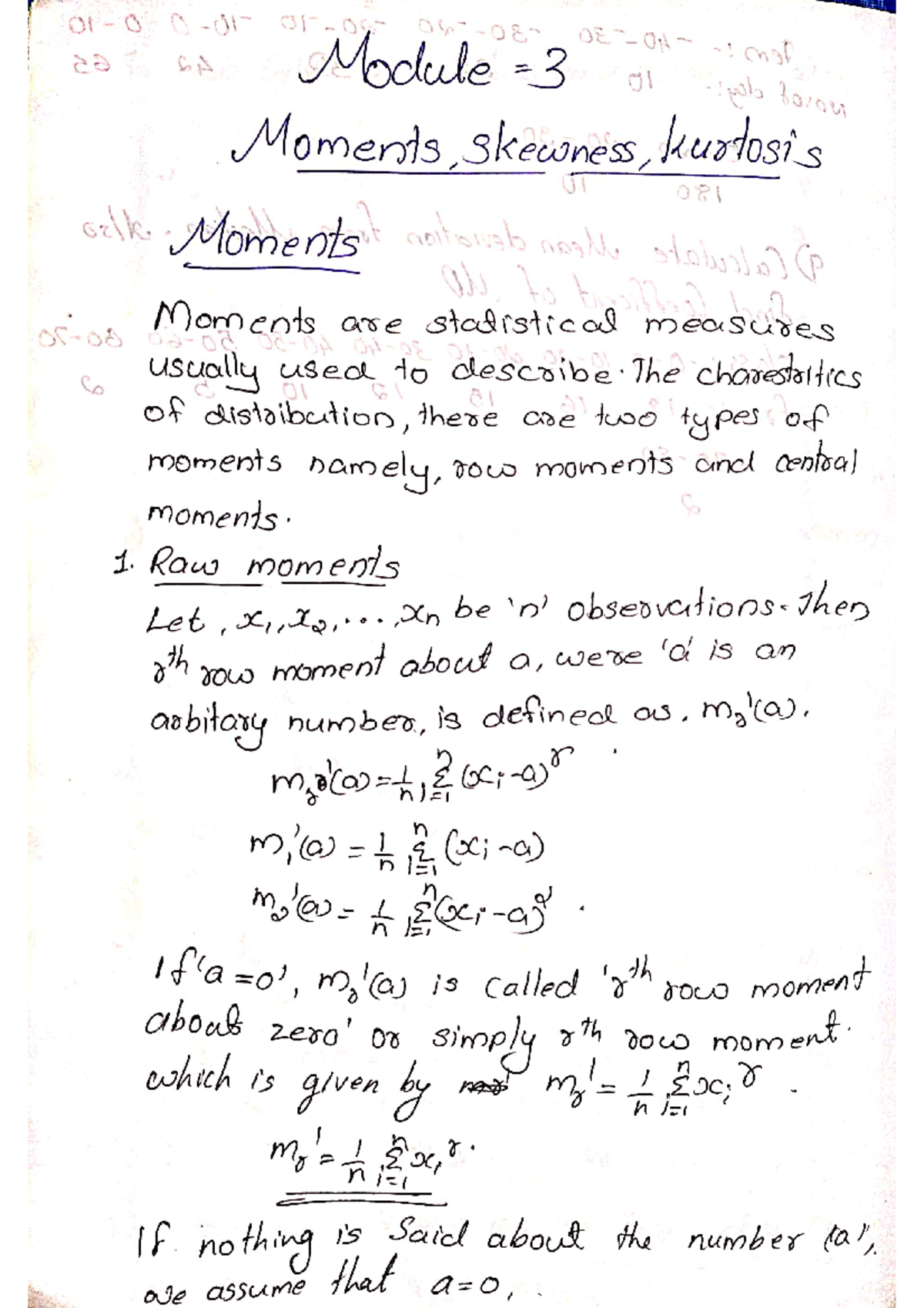 Moments skewness kurtosis - BSC Mathematics - Studocu